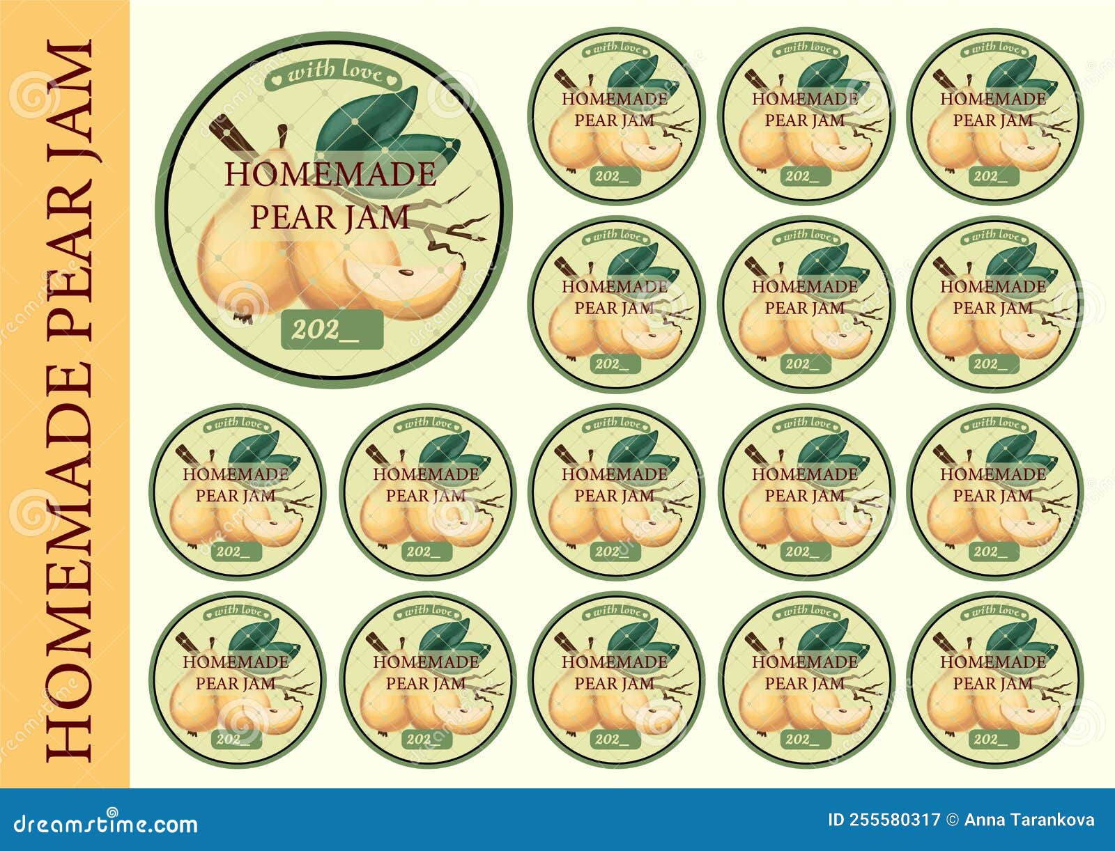 Label for Homemade Jam. Pear Jam Packing Stock Vector - Illustration of ...