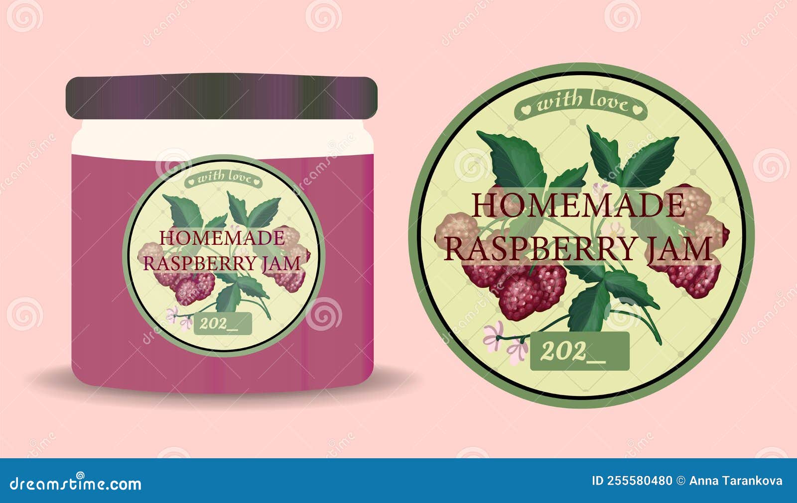 Label for Homemade Jam. Raspberry Jam Packaging Stock Vector ...