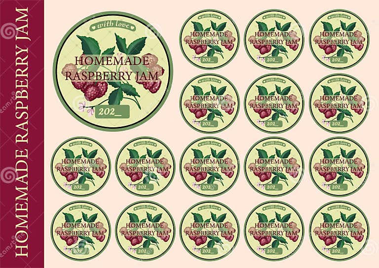 Label for Homemade Jam. Raspberry Jam Packaging Stock Vector ...