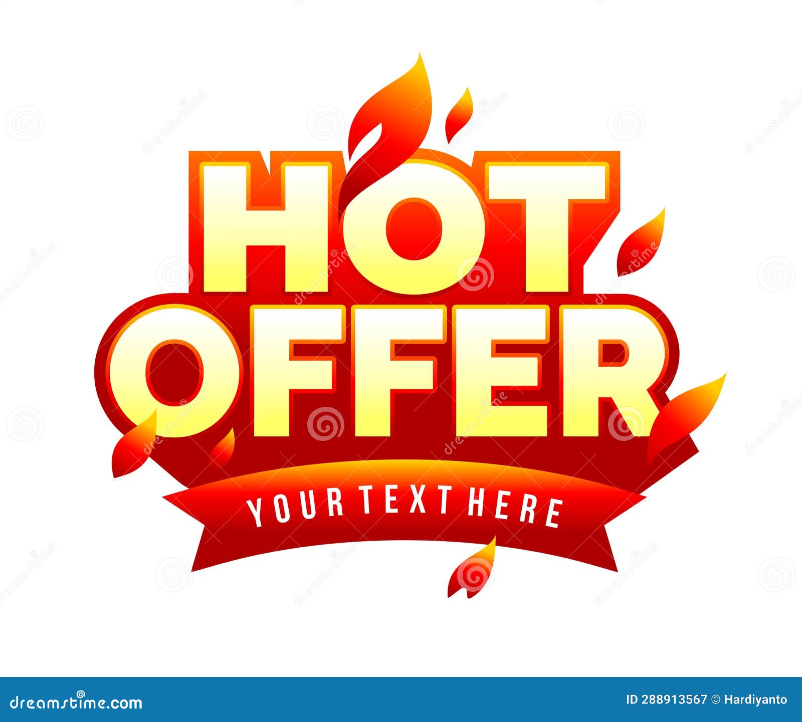 Label Hot Offer Vector with Fire Flame in Extrude Long Shadow Stock ...