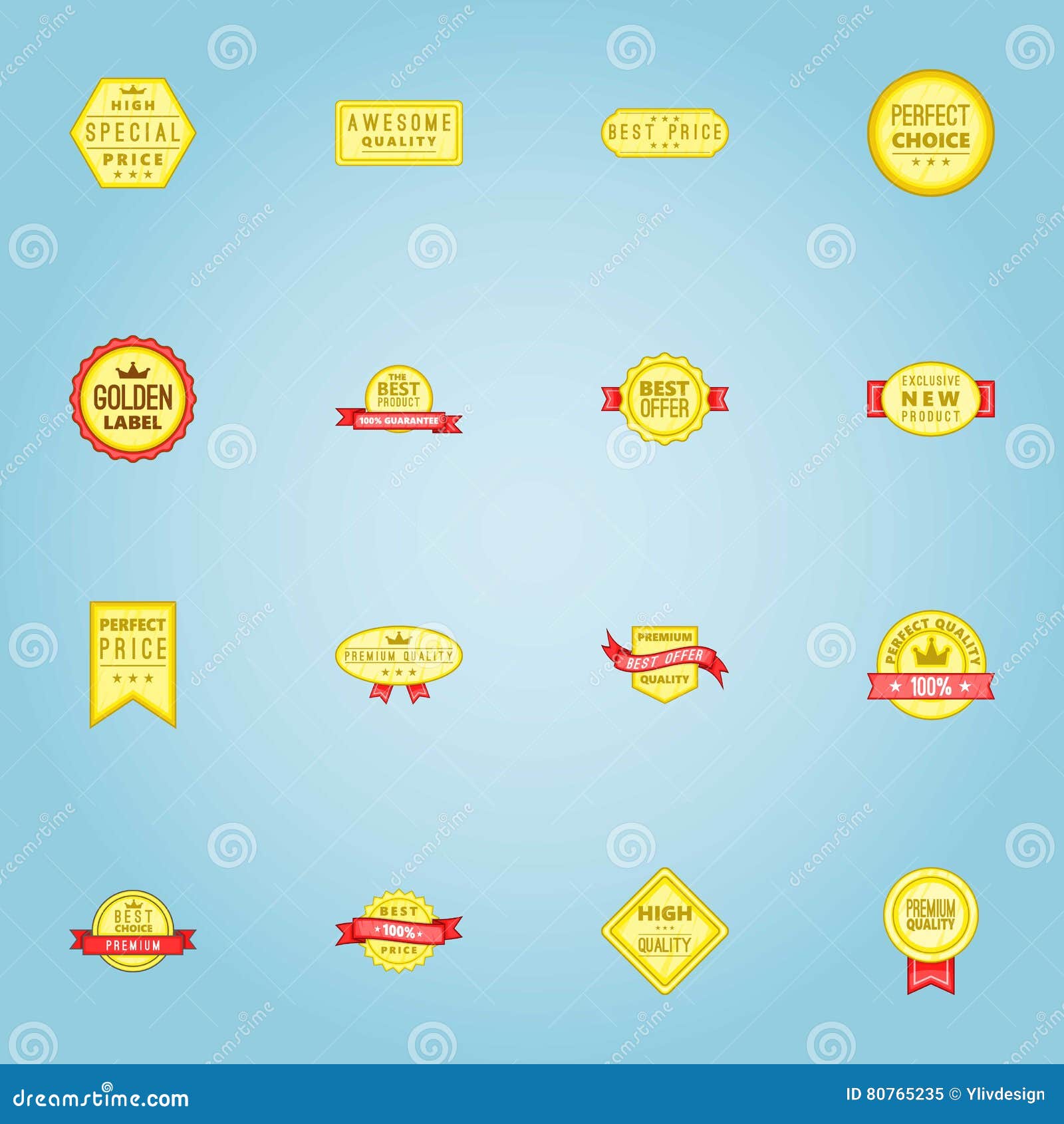 Label Icons Set, Cartoon Style Stock Vector - Illustration of label ...