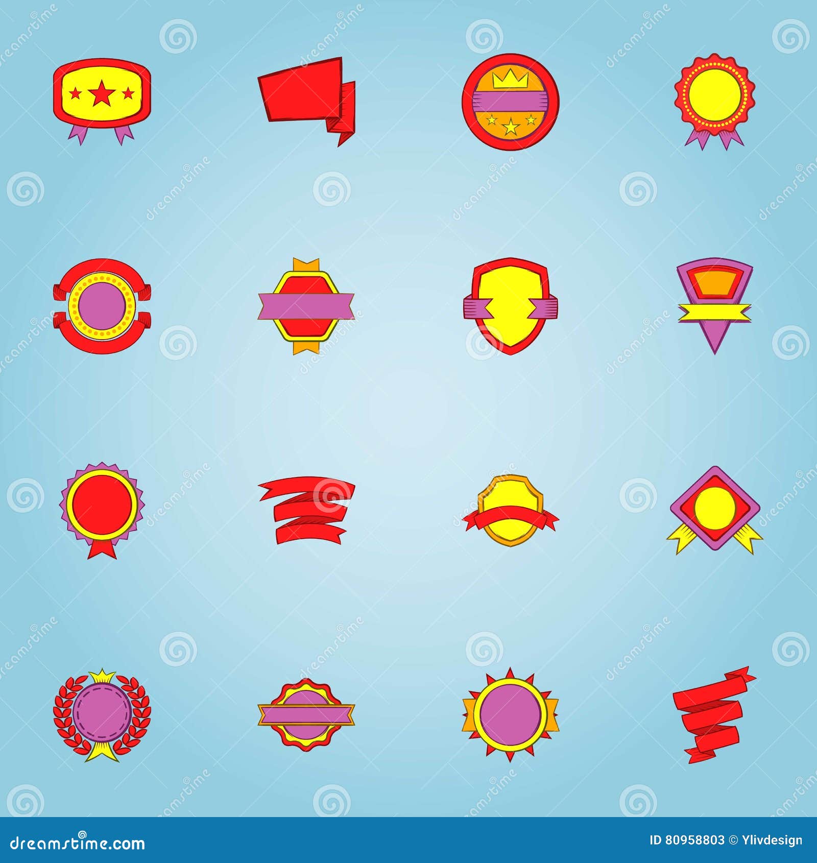 Label Icons Set, Cartoon Style Stock Vector - Illustration of modern ...