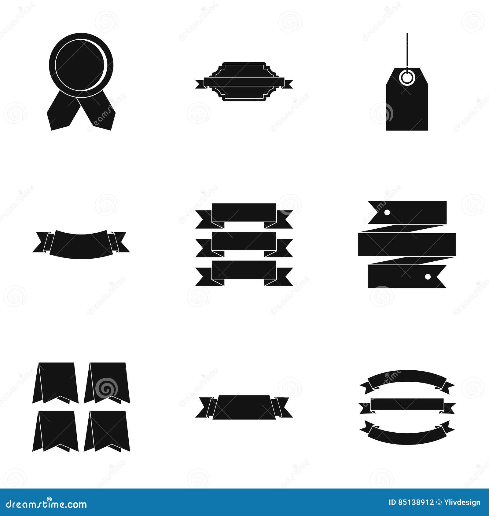 Label Icons Set, Simple Style Stock Vector - Illustration of ribbon ...