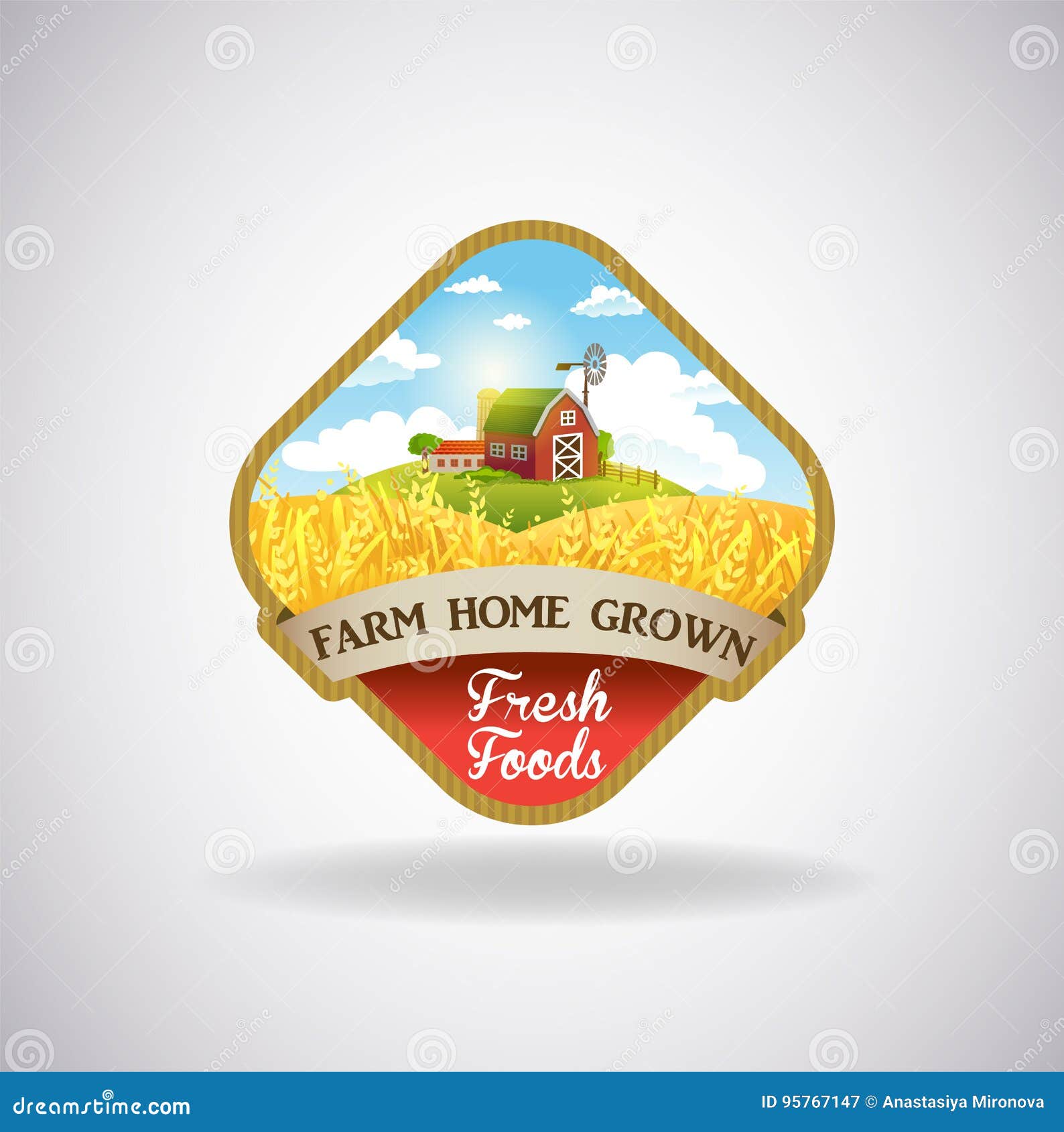 Label with the Image of a Farm Stock Vector - Illustration of harvest ...