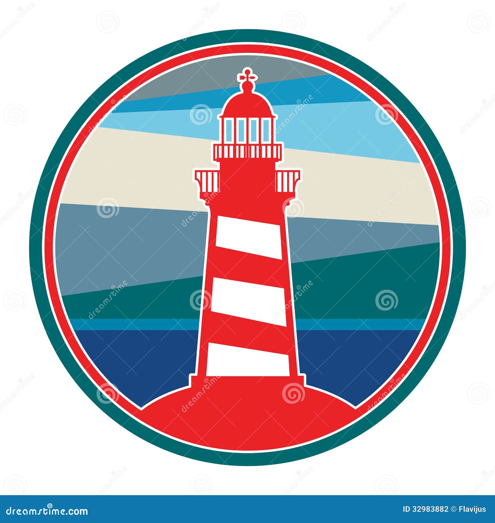 Label with lighthouse stock vector. Illustration of design - 32983882