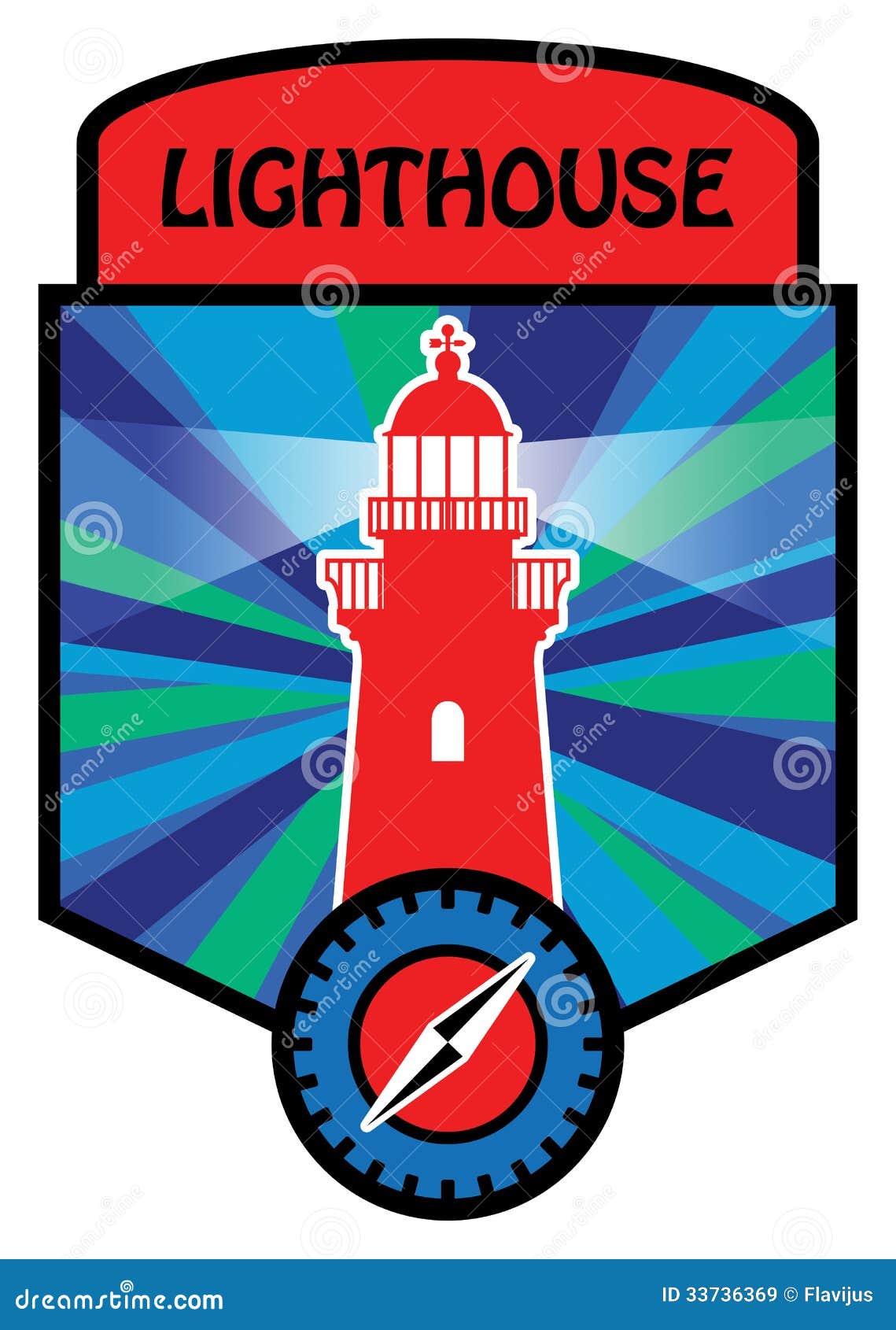 Label with lighthouse stock vector. Illustration of safety - 33736369