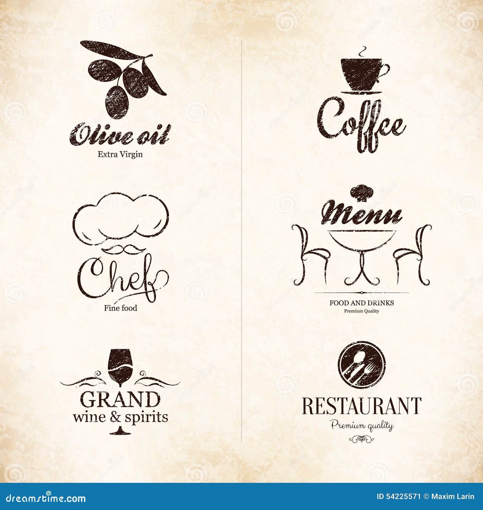 Label, Logo Set for Restaurant Menu Design Stock Vector - Illustration ...