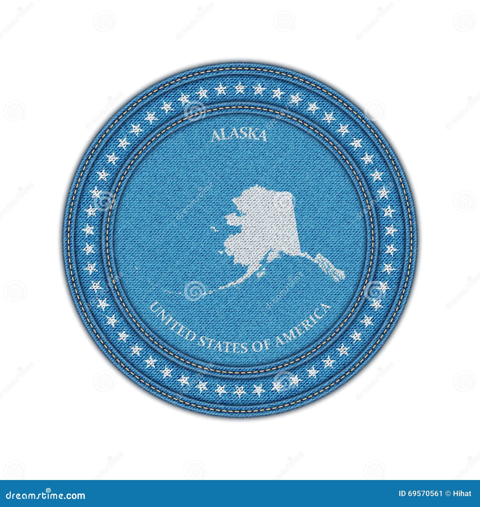 Label with Map of Alaska. Denim Style Stock Illustration - Illustration ...