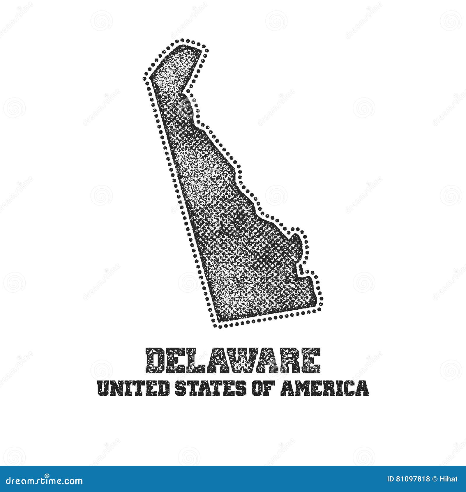 Label with Map of Delaware. Stock Illustration - Illustration of ...