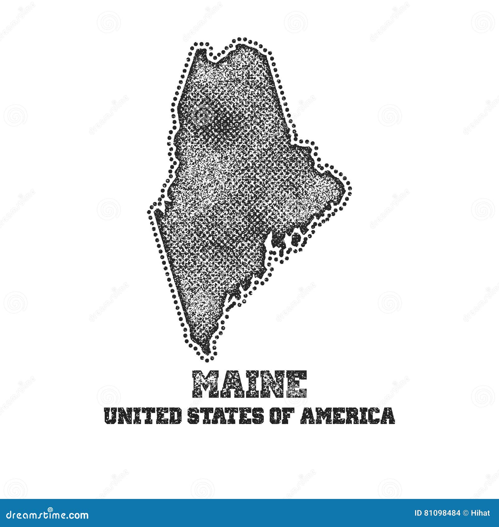 Label with map of maine. stock illustration. Illustration of label ...