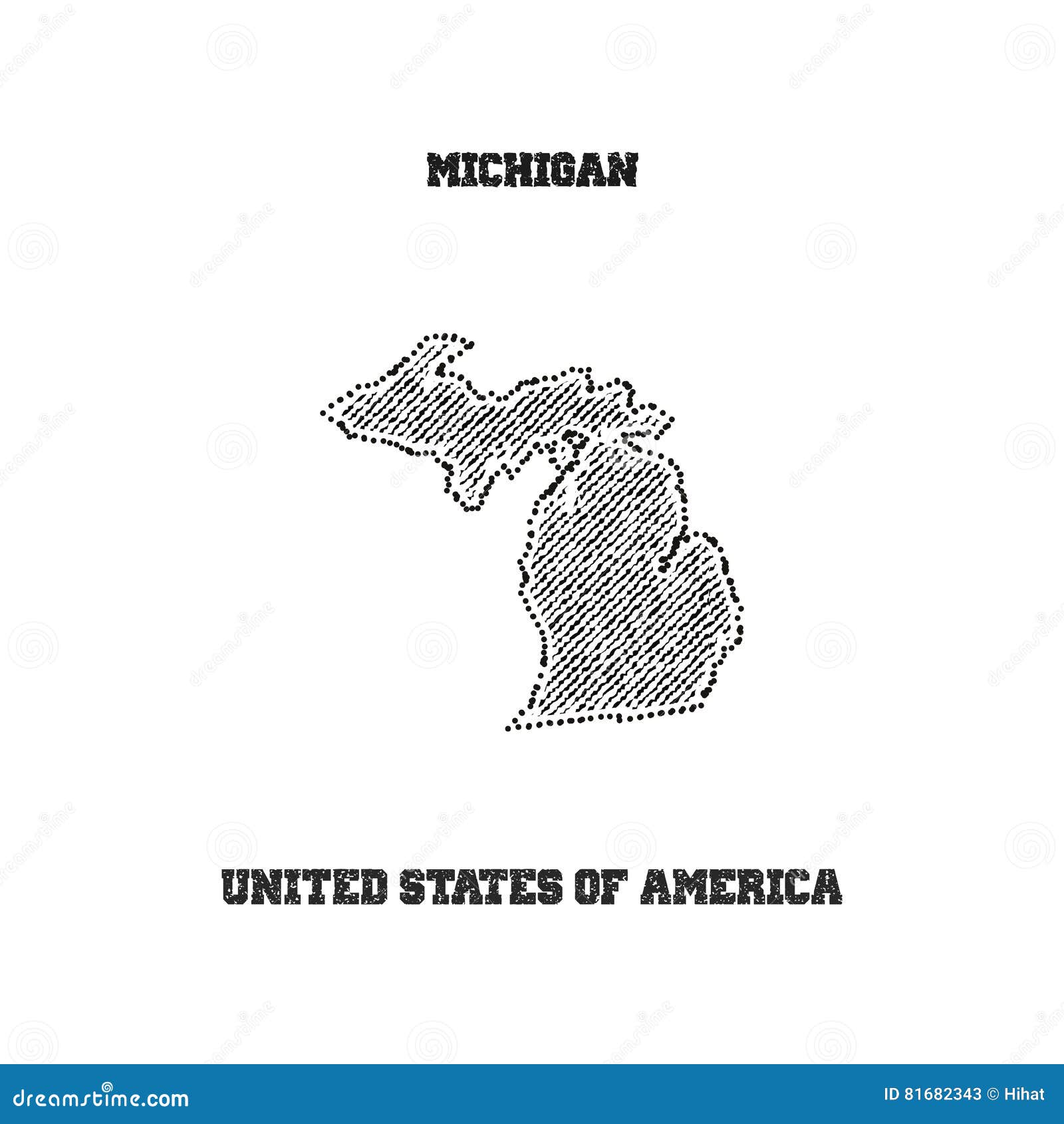 Label with Map of Michigan. Stock Illustration - Illustration of post ...