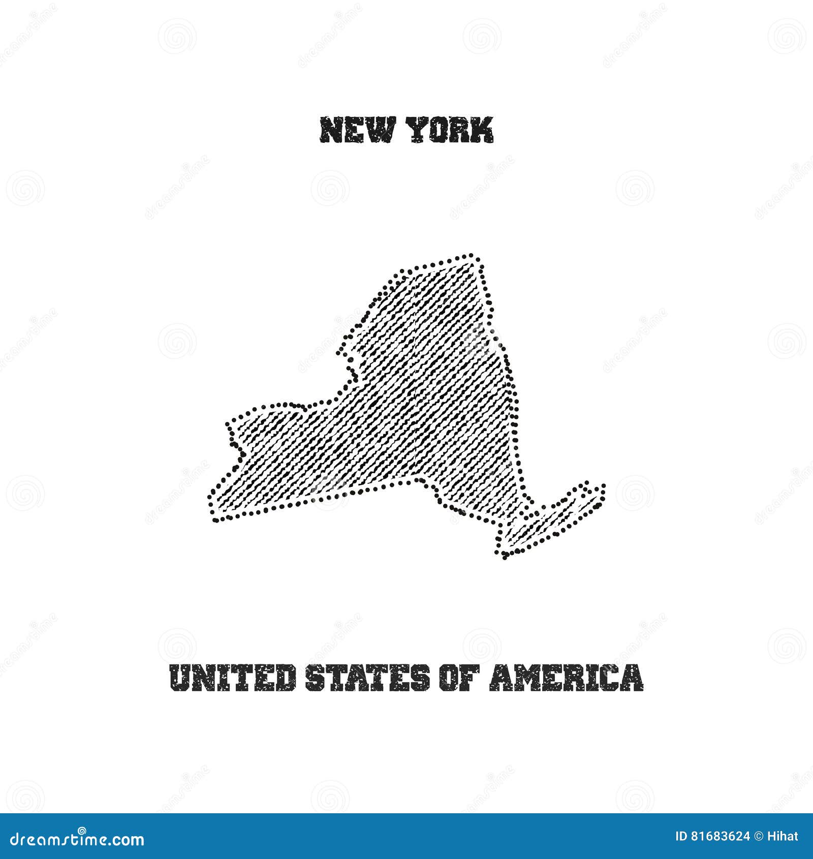 Label with Map of New York. Stock Illustration - Illustration of star ...