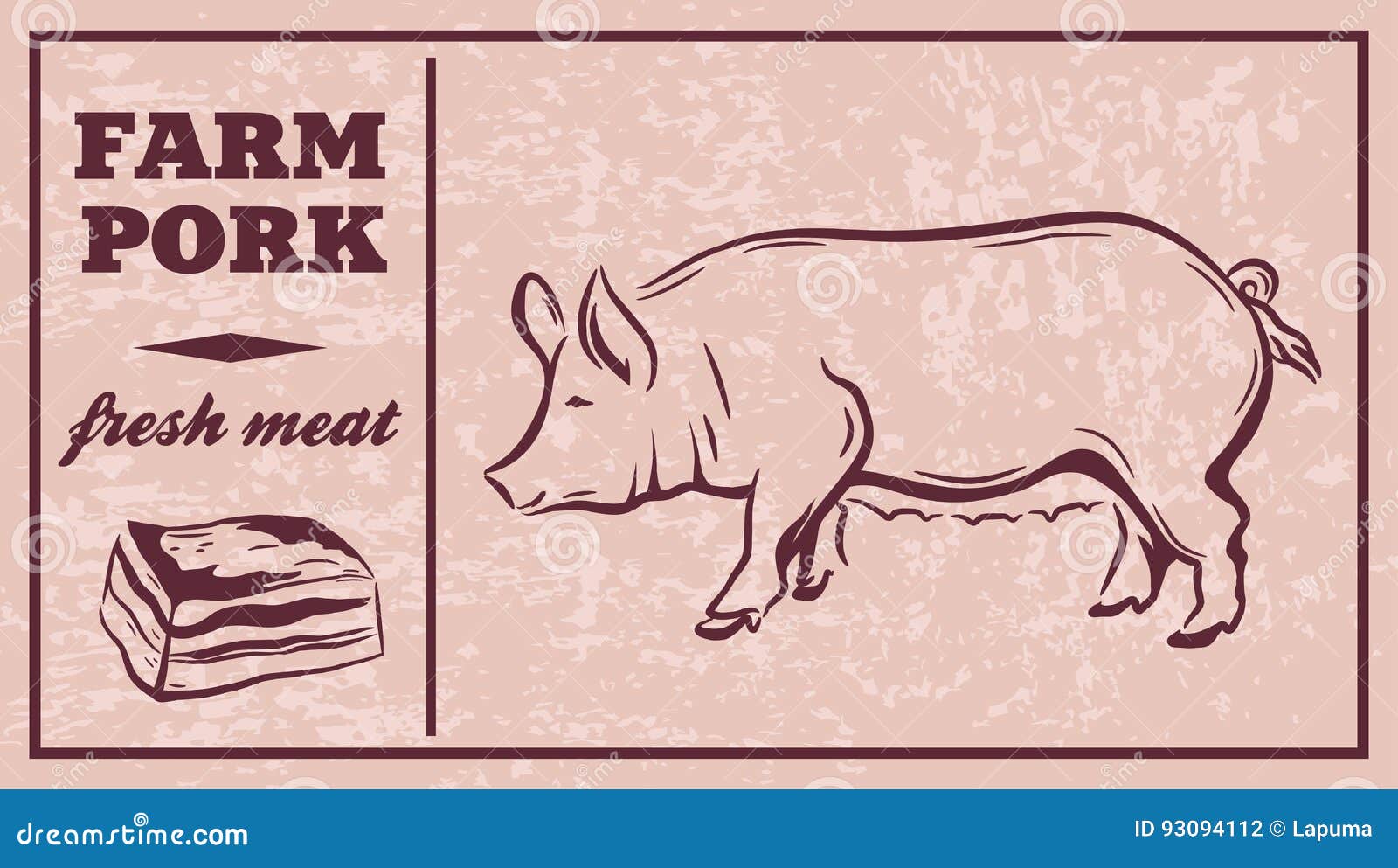 Label of Meat Products. Pork Stock Vector - Illustration of drawing ...