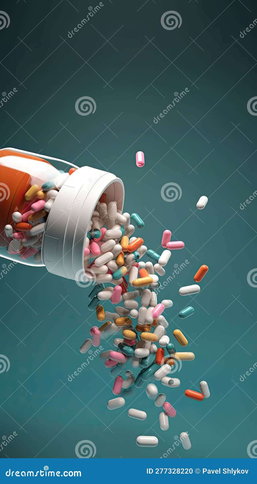 Label Medication Bottle with Loose Pills, Mockup Stock Illustration ...