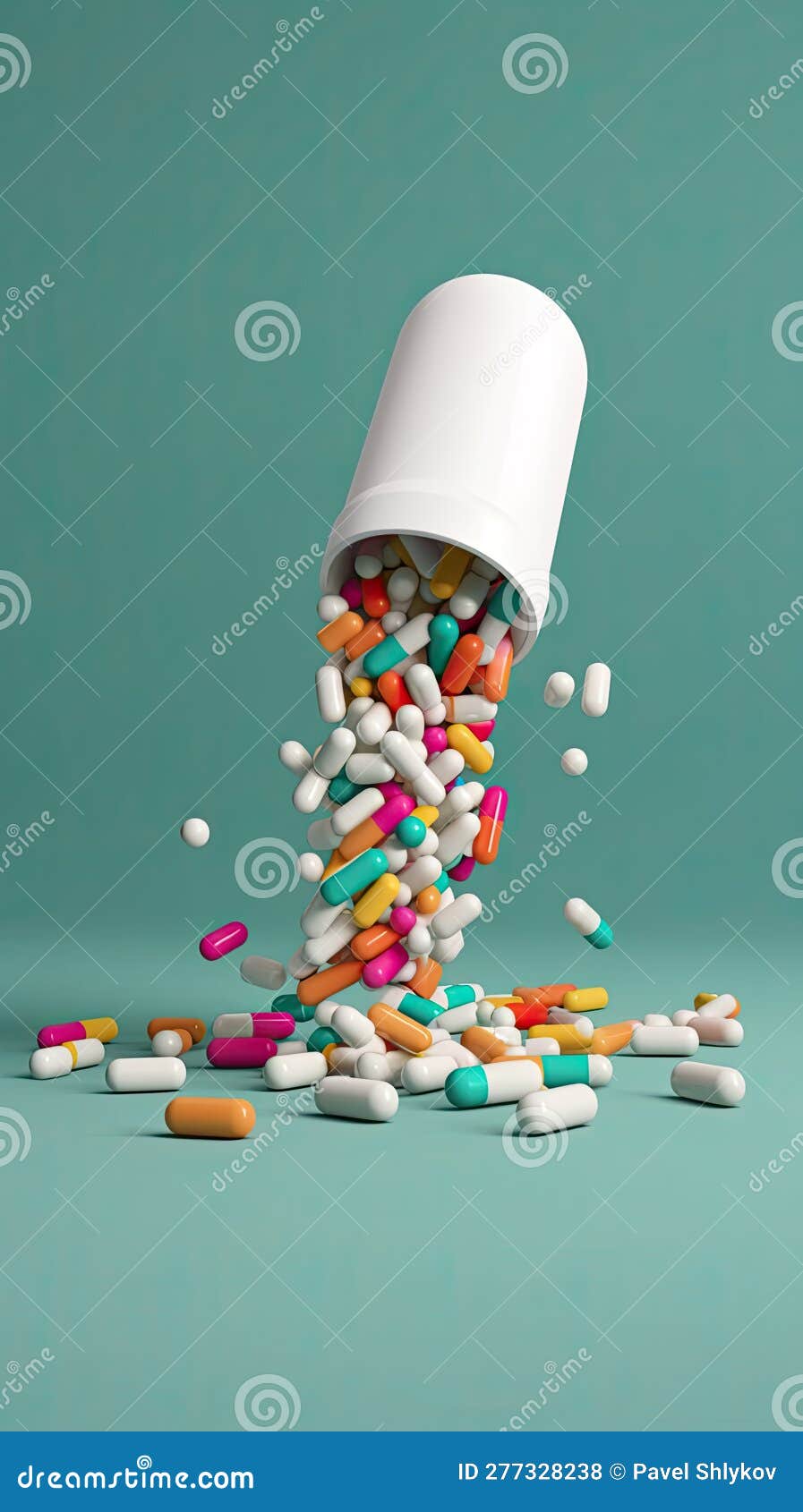 Label Medication Bottle with Loose Pills, Mockup Stock Illustration ...