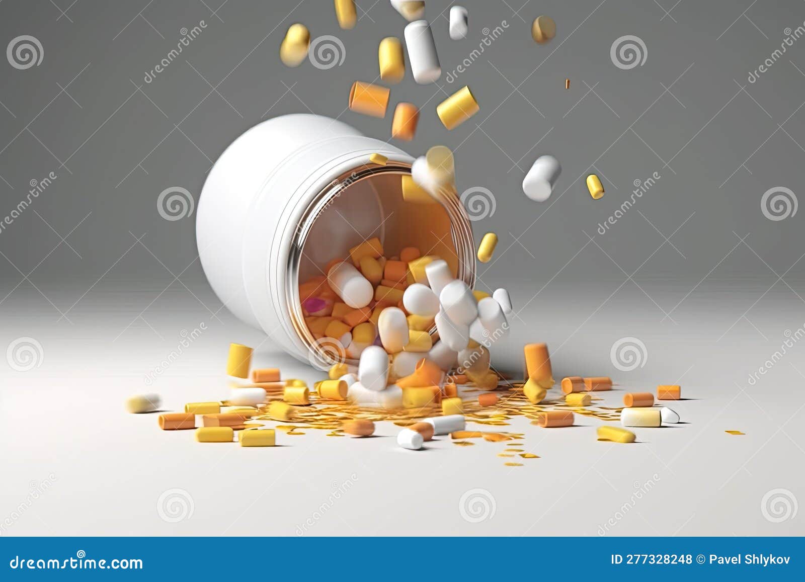 Label Medication Bottle with Loose Pills, Mockup Stock Illustration ...