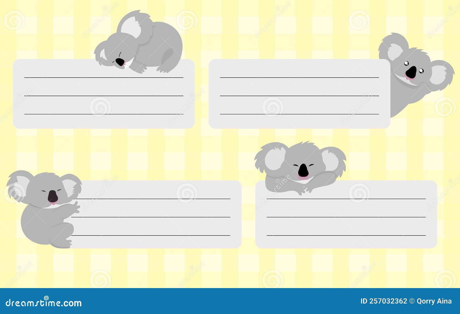 Label Name with Cute Koala for Book Labels Stock Vector - Illustration ...