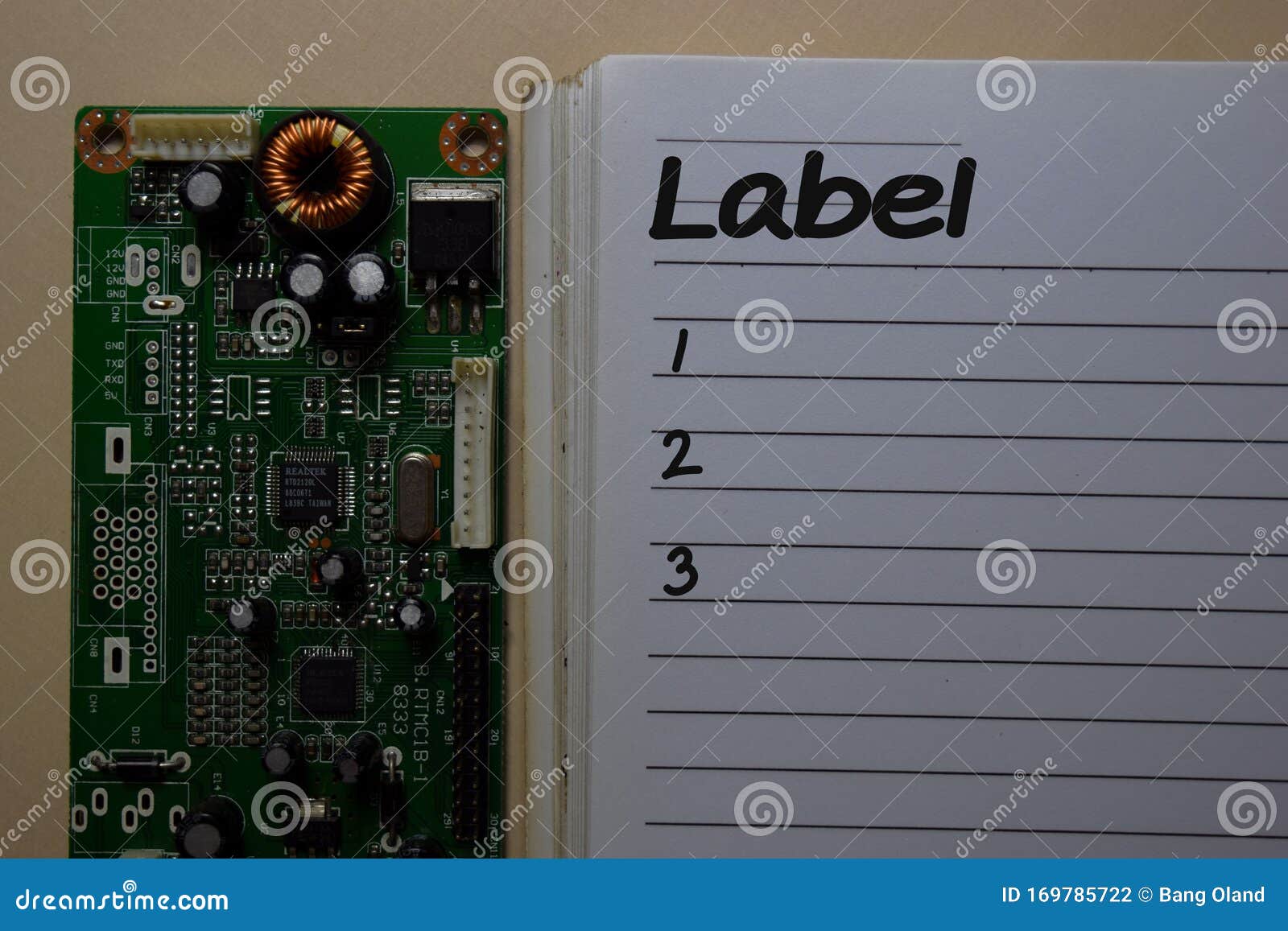 Label with Number Write on a Book with Circuit Board Computer Isolated ...