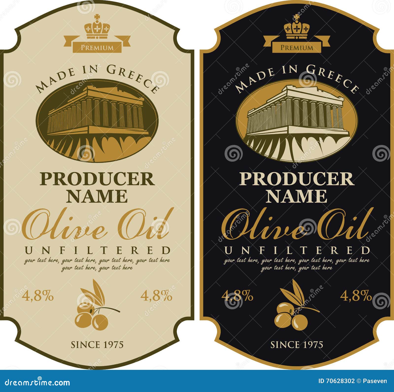 Label For Olive Oil Wreath Of Black Olives Vector Illustration ...