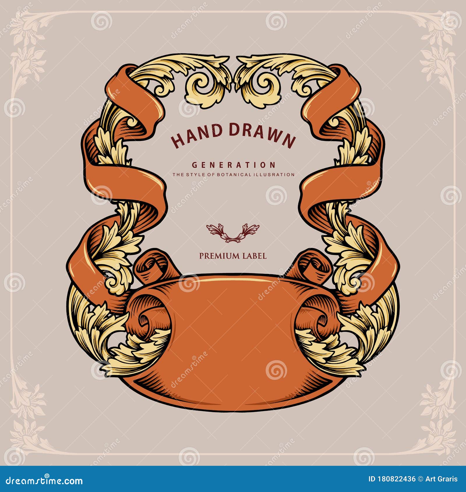 Label Ornate Swirls Frame Design Vector Stock Vector - Illustration of ...