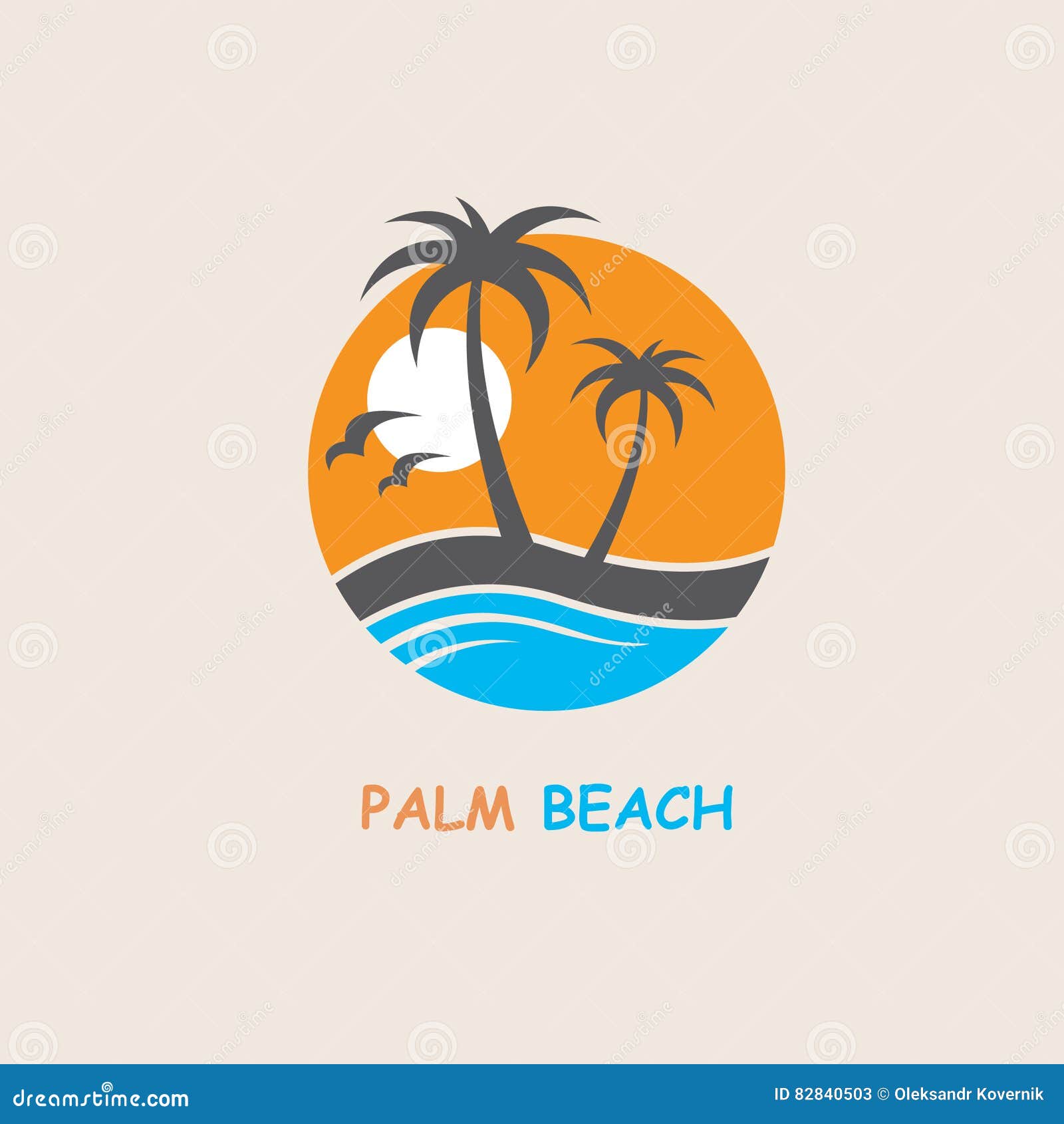 Label with palm tree stock vector. Illustration of design - 82840503