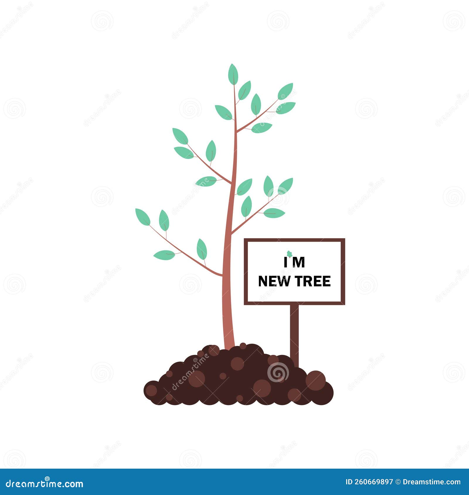 Label on a Planted Tree. the Concept of Planting New Trees Stock Vector ...