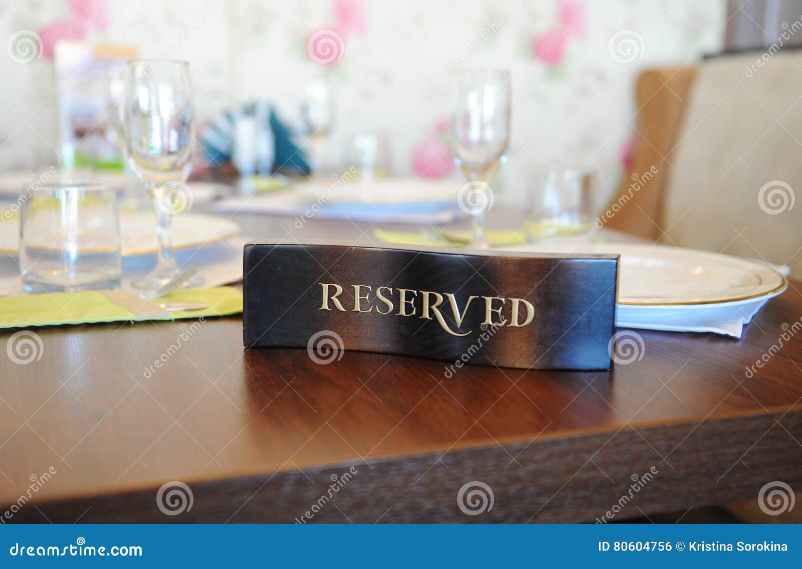 The Label `reserved` To Lay the Table in the Restaurant Stock Photo ...
