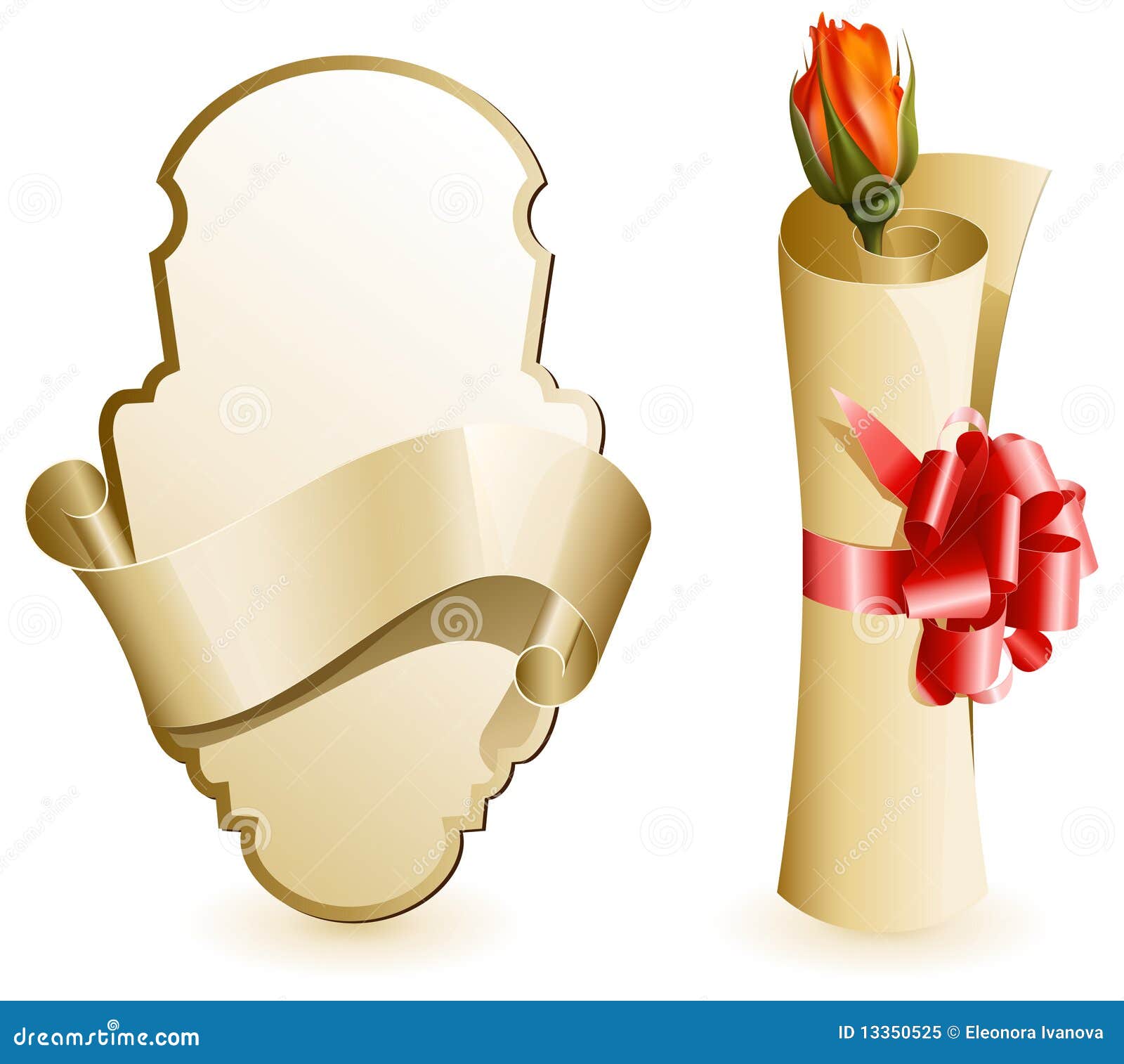 Label With Ribbon. Paper Scroll With Red Gift Bow Royalty Free Stock ...