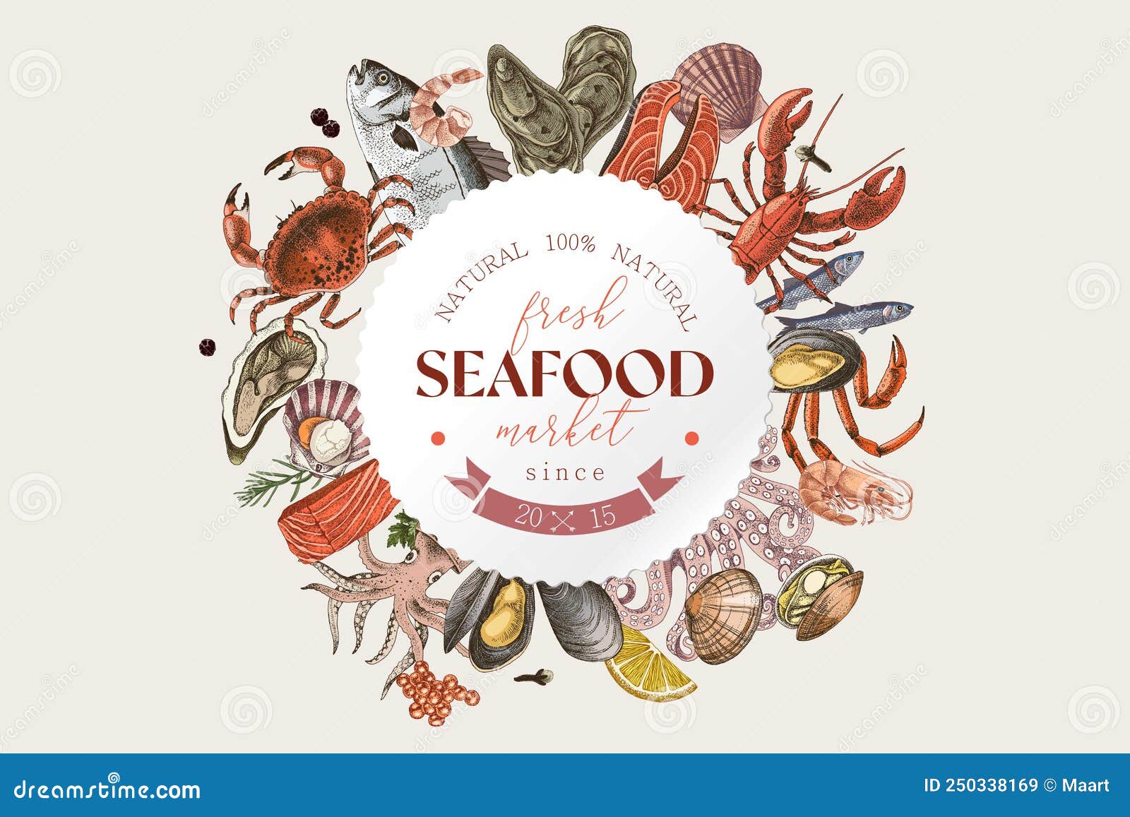 Label for a seafood store stock vector. Illustration of seafood - 250338169
