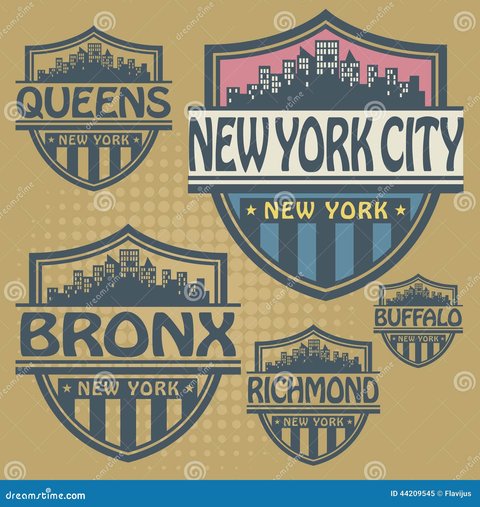 Label set New York cities stock vector. Illustration of grungy - 44209545