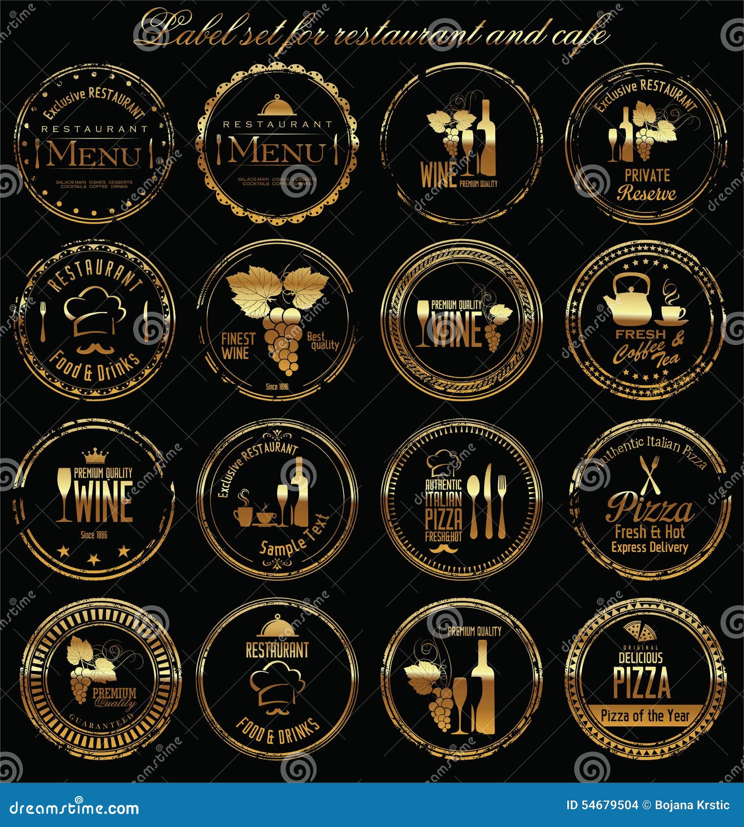 Label Set for Restaurant and Cafe Stock Illustration - Illustration of ...