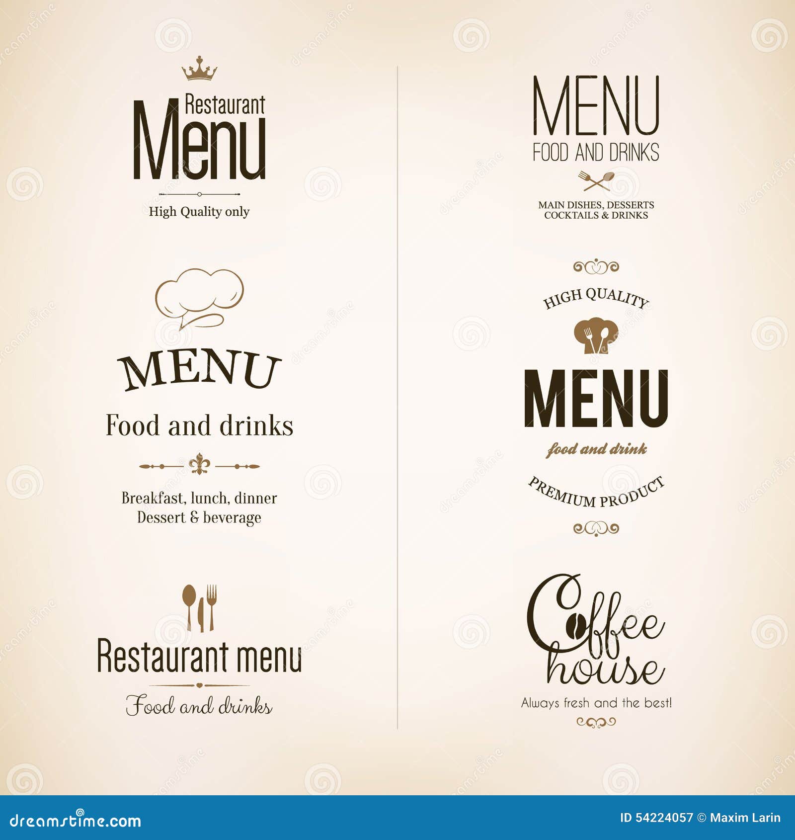 Label Set for Restaurant Menu Design Stock Vector - Illustration of ...