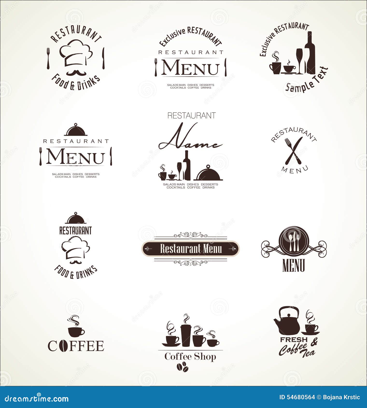 Label Set for Restaurant Menu Design Stock Illustration - Illustration ...