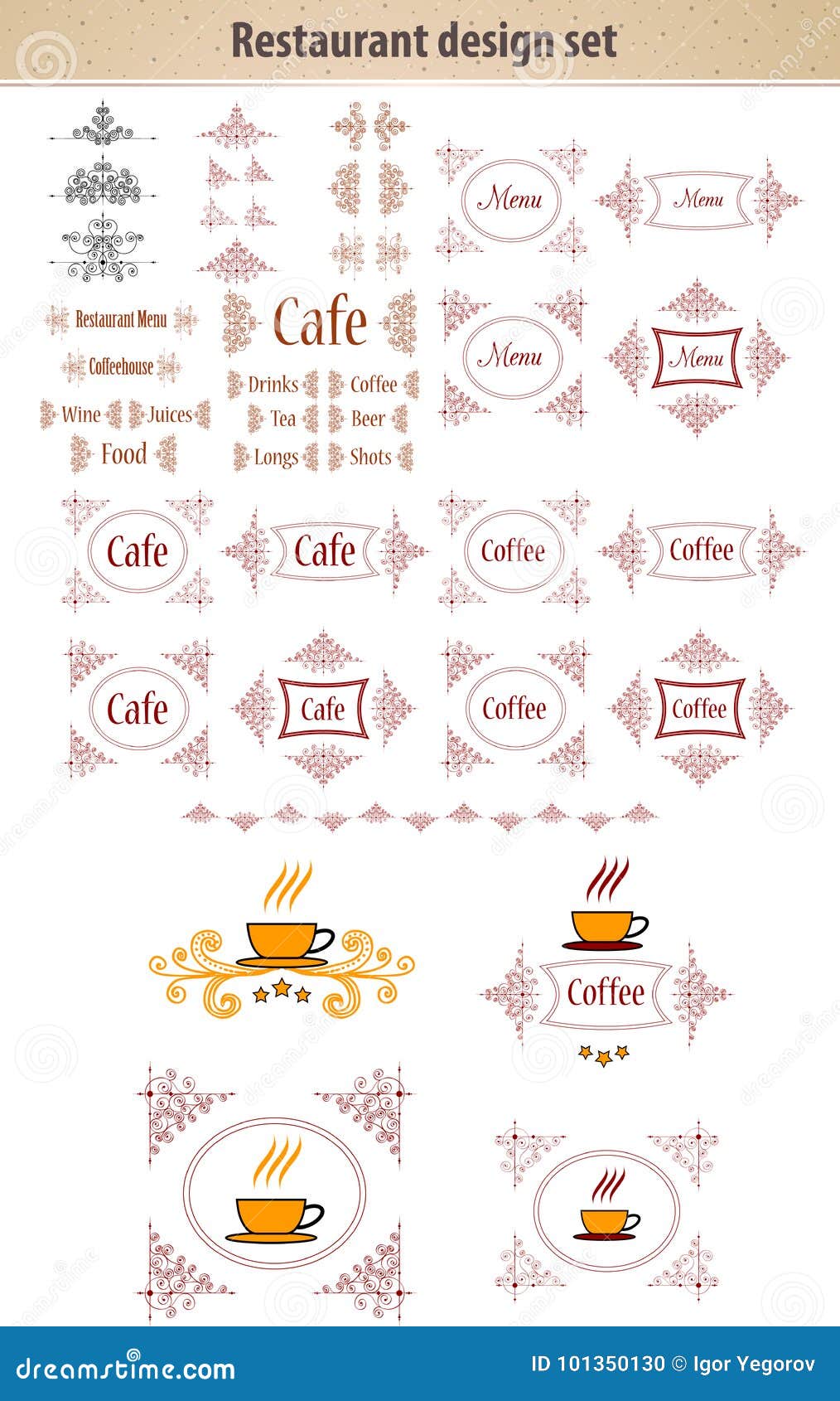 Label Set for Restaurant Menu Design Stock Vector - Illustration of ...