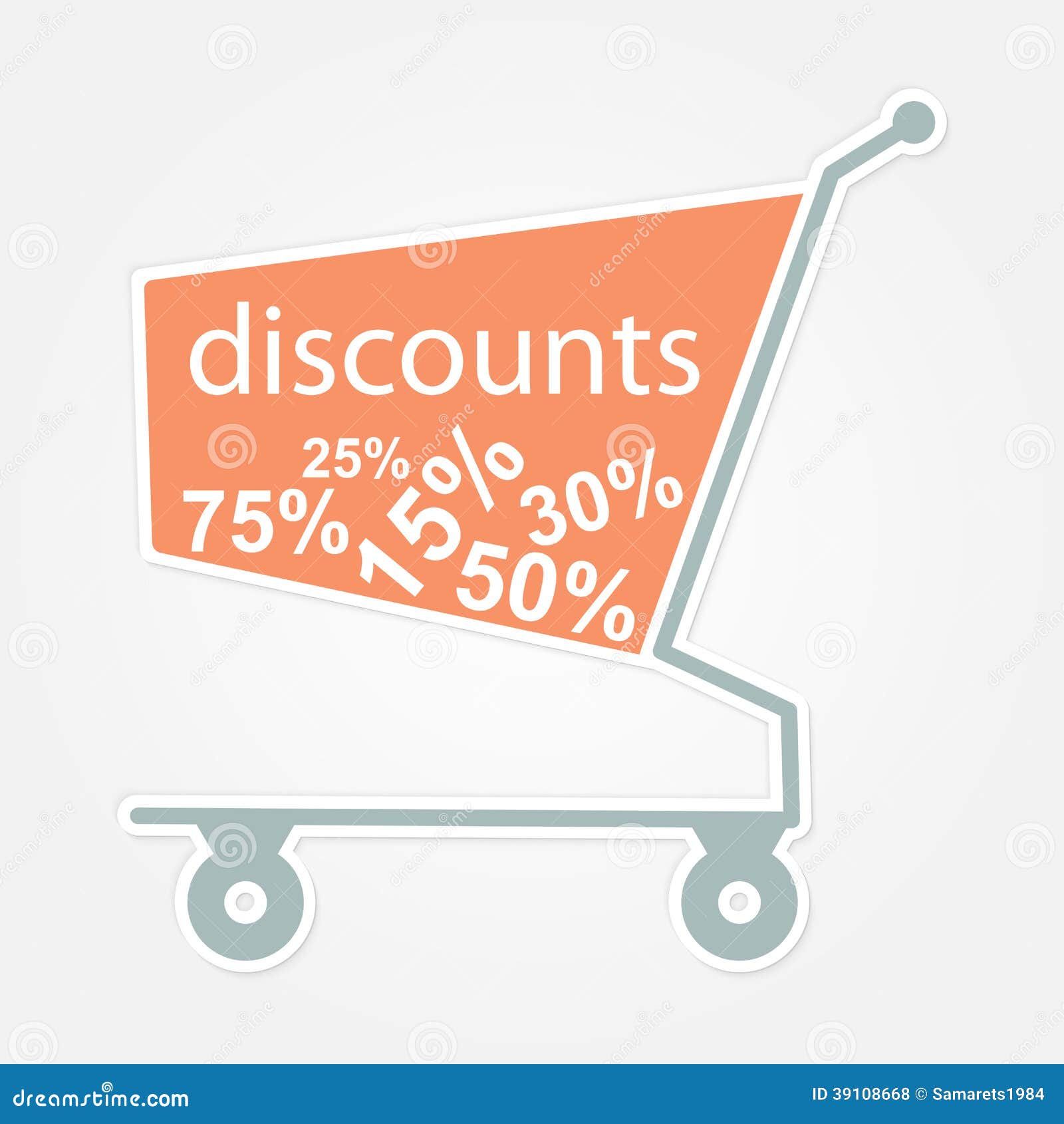 Label Shopping Cart with Discount. Stock Vector - Illustration of ...