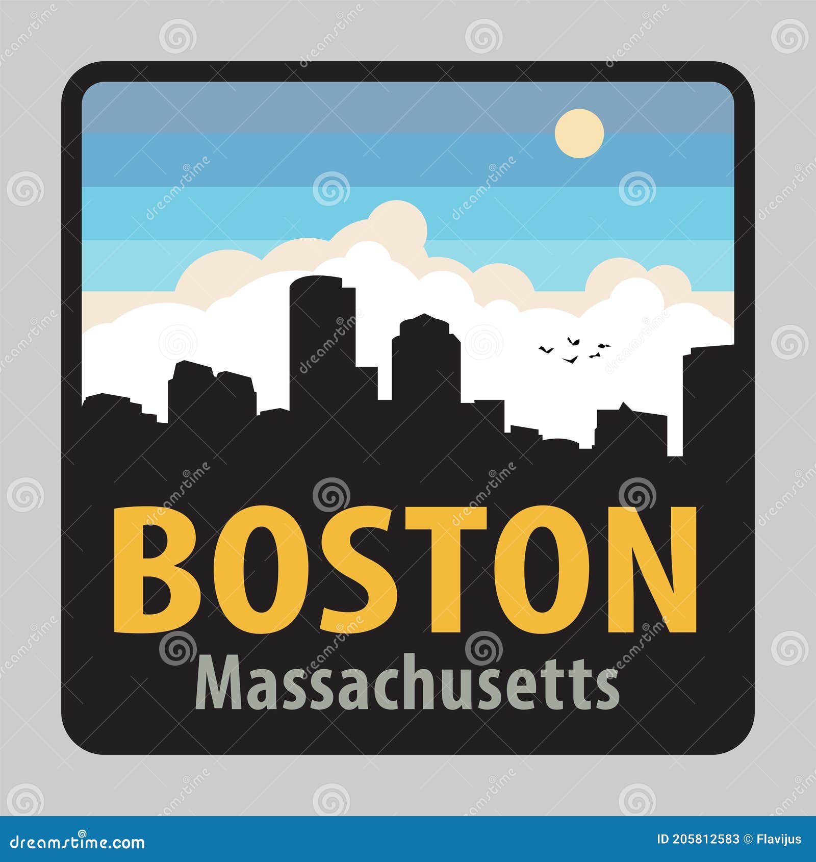 Label or Sign with Name of Boston, Massachusetts Stock Vector ...