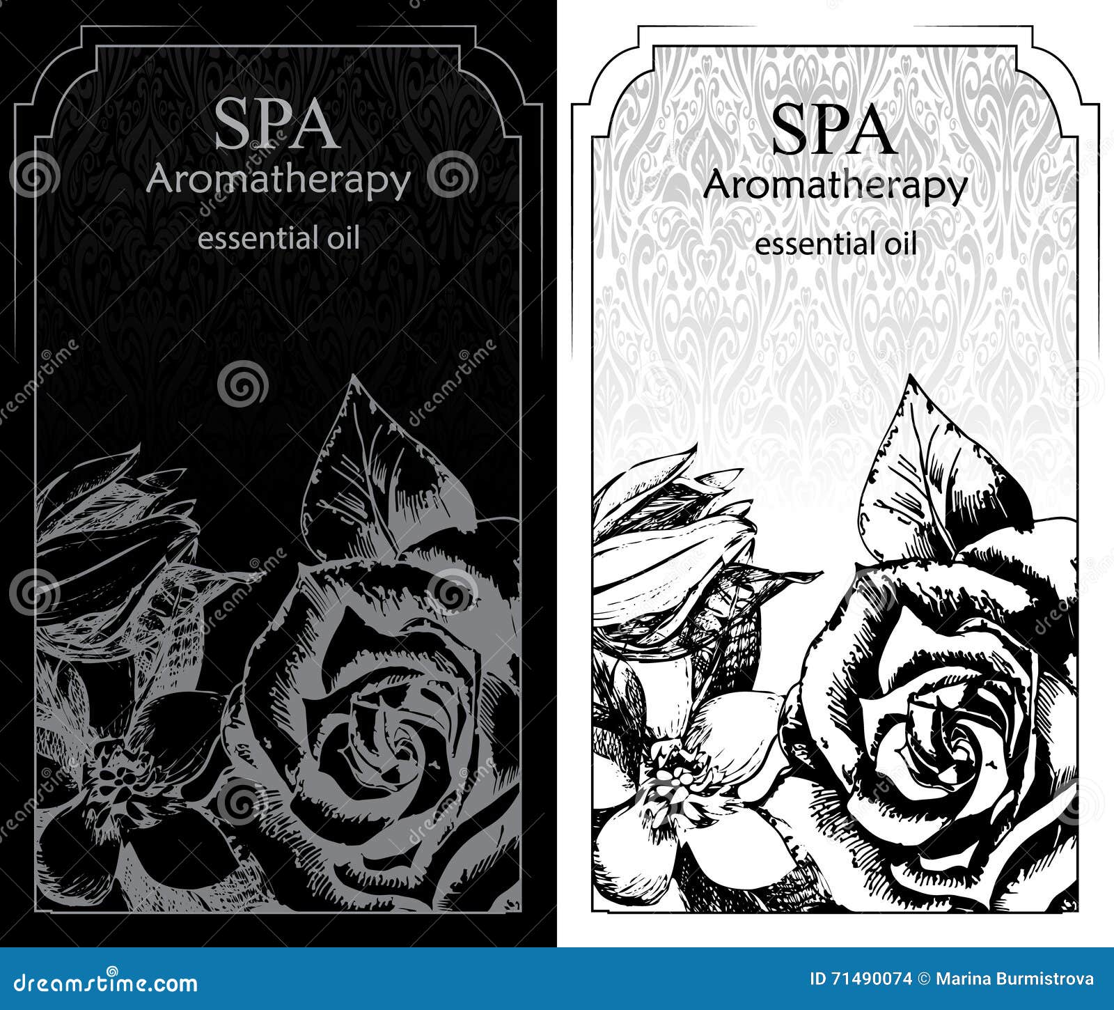 Label for Spa Procedure with Hand Drawn Herb and Flowers Stock Vector ...