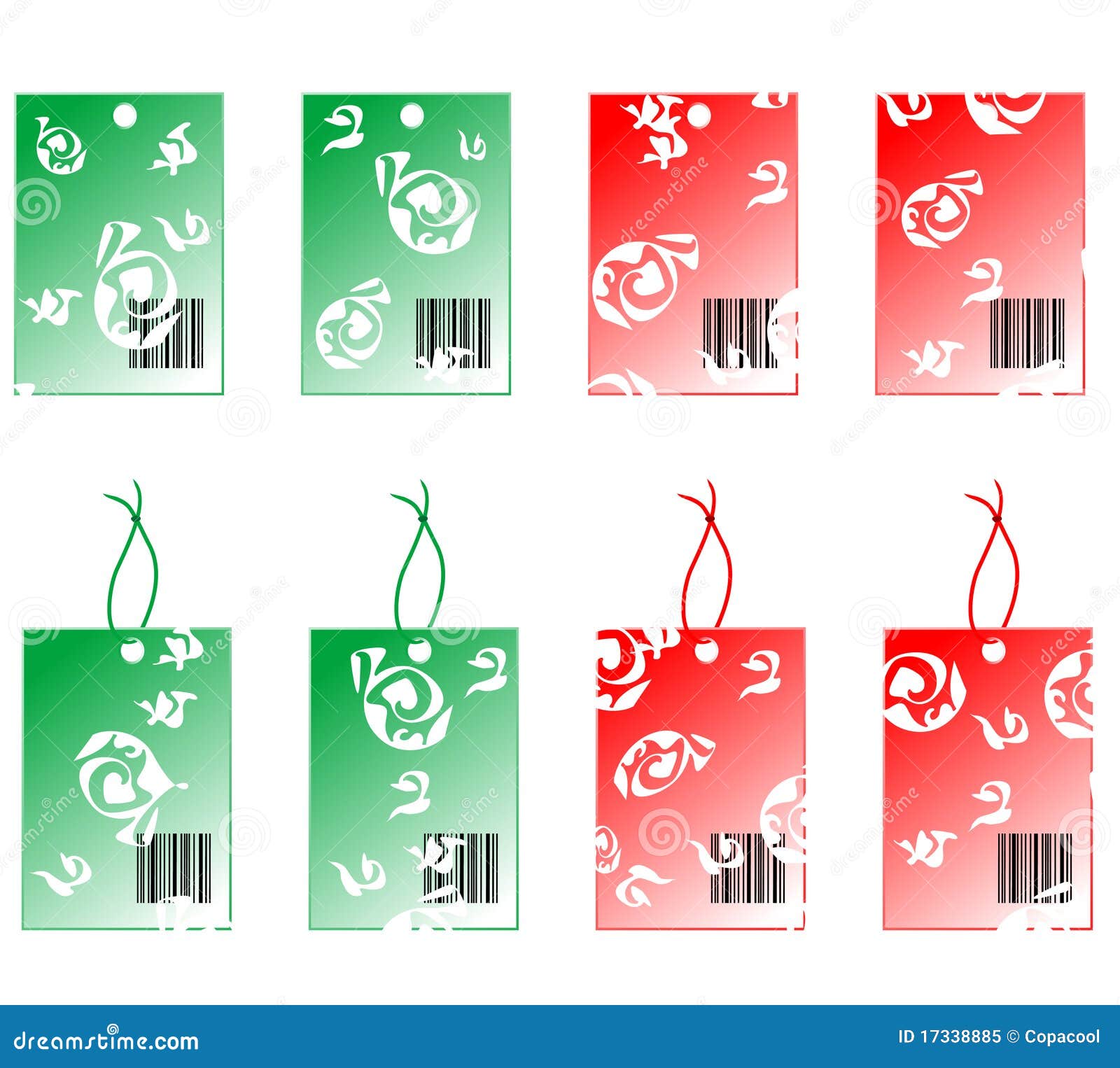 Label Sticker Red and Green with Abstract Ornament Stock Vector ...