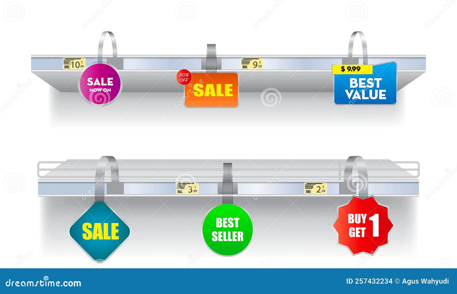 Set of Realistic Colorful Wobblers Label Shop Shelves Isolated. Stock ...