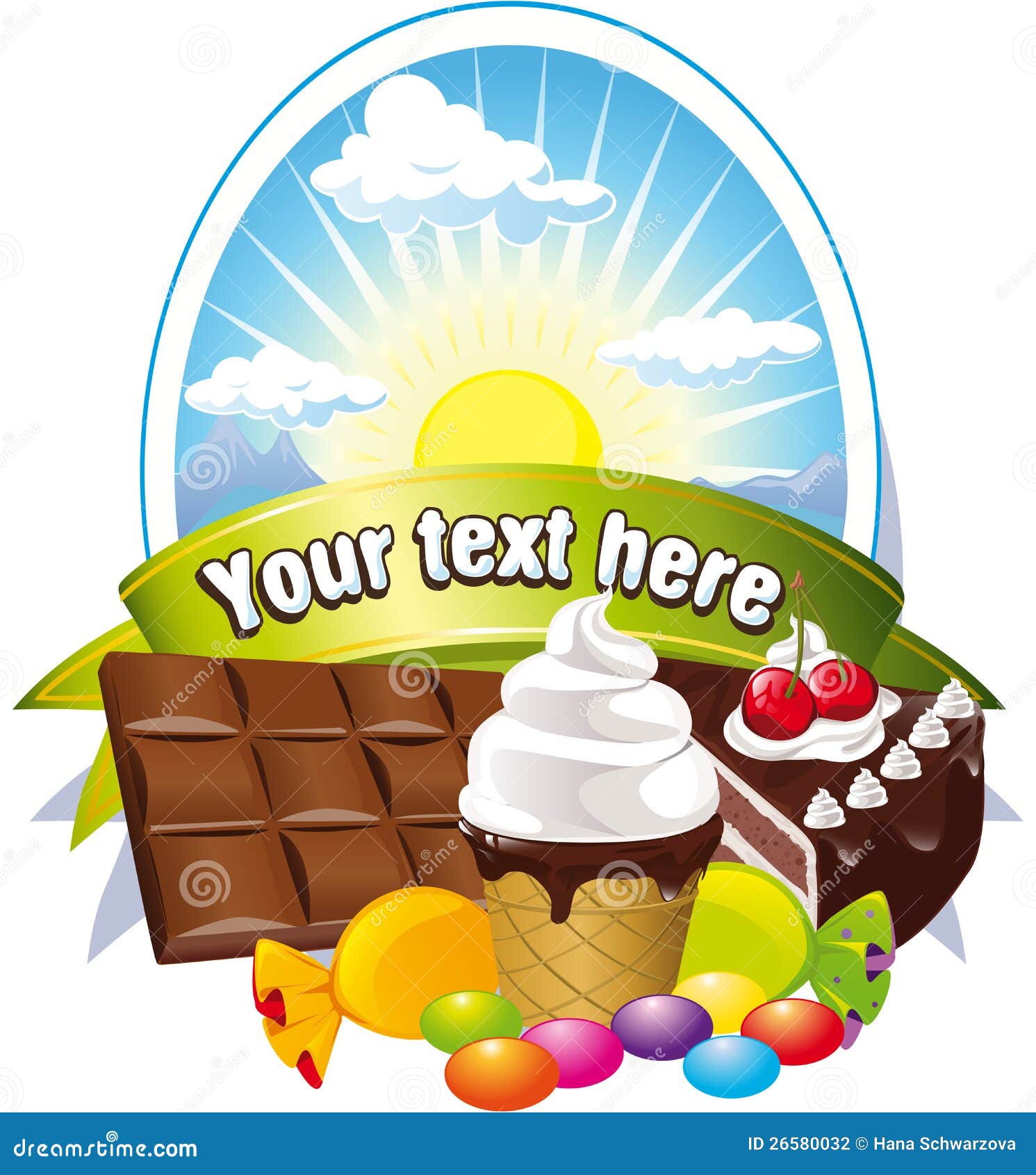 Label with sweets stock vector. Illustration of bear - 26580032