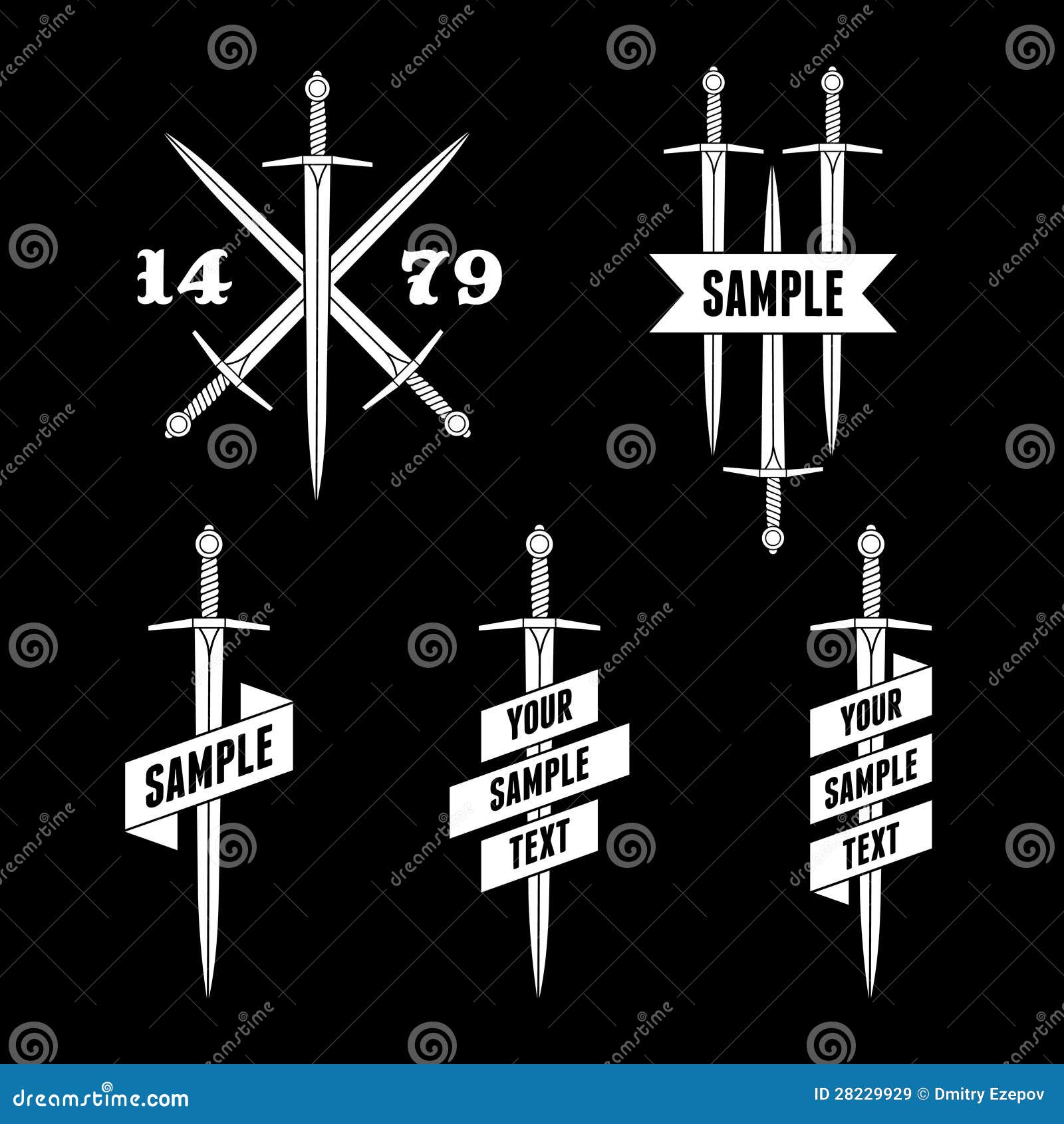 Label with Sword and Ribbon Stock Vector - Illustration of engraving ...