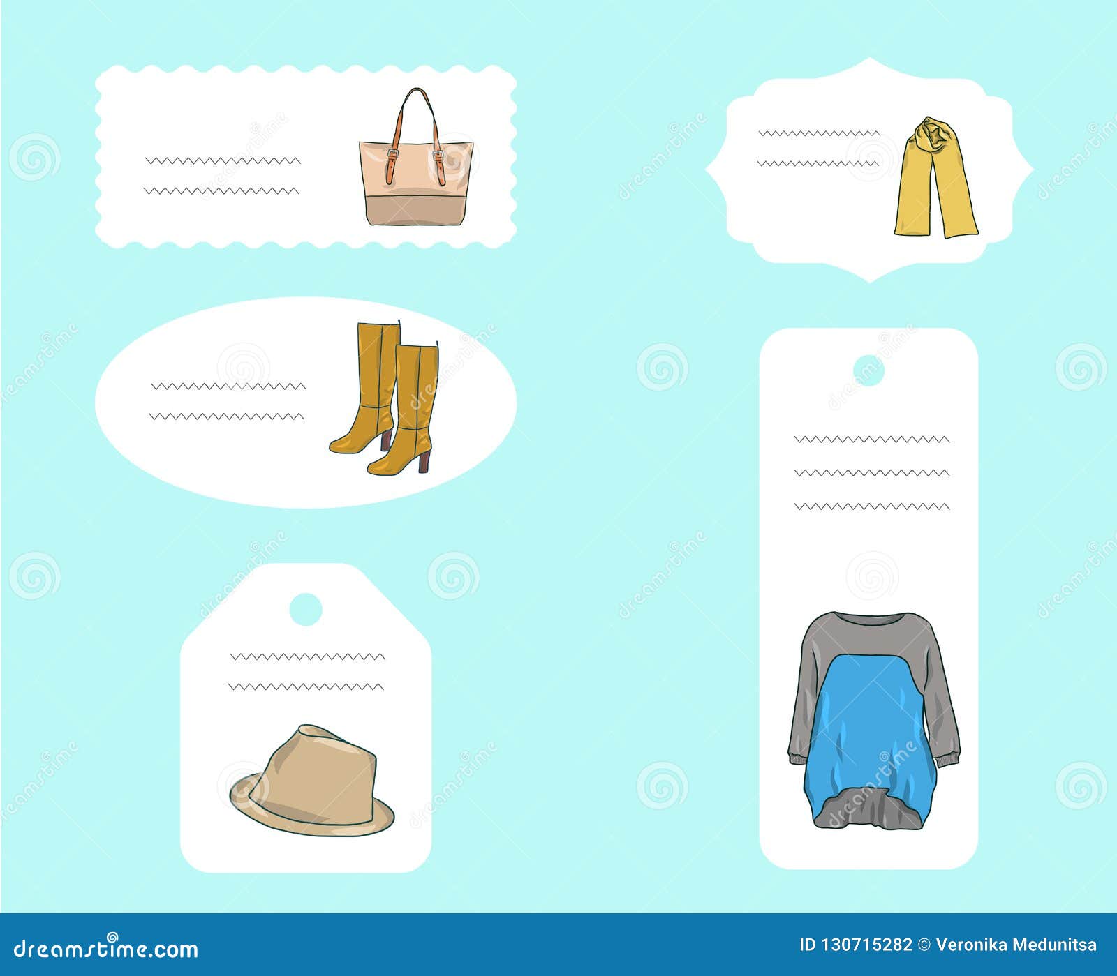 Label Tag Stitch Set White Vector Isolated Stock Vector - Illustration ...