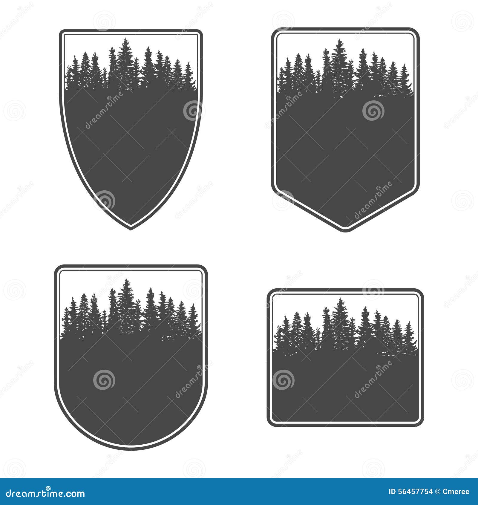 Label Templates with Forest Silhouettes Stock Vector - Illustration of ...