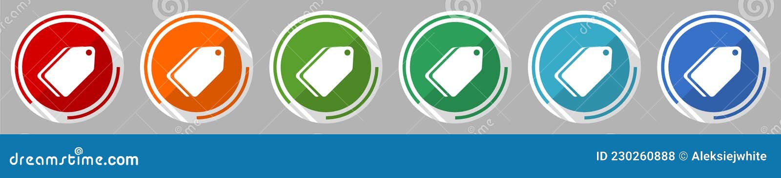 Label Ticket Icon Set, Vector Illustration in 6 Colors Options for ...