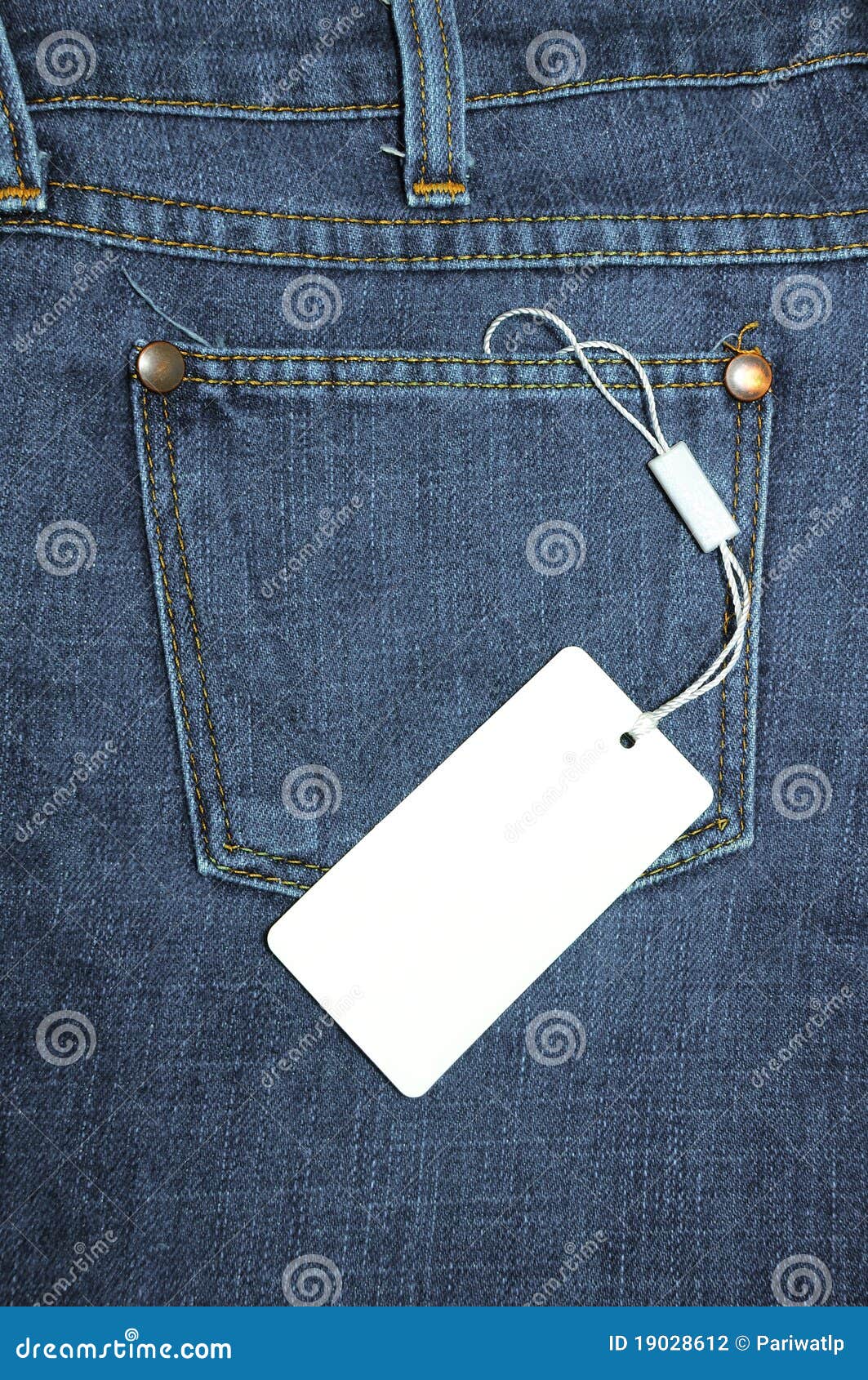 Label Tied To the Blue Jeans Stock Photo - Image of closeup, culture ...