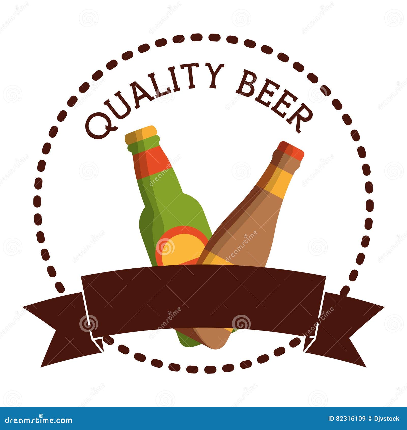 Label Two Bottles Beer Quality Banner Stock Illustration - Illustration ...