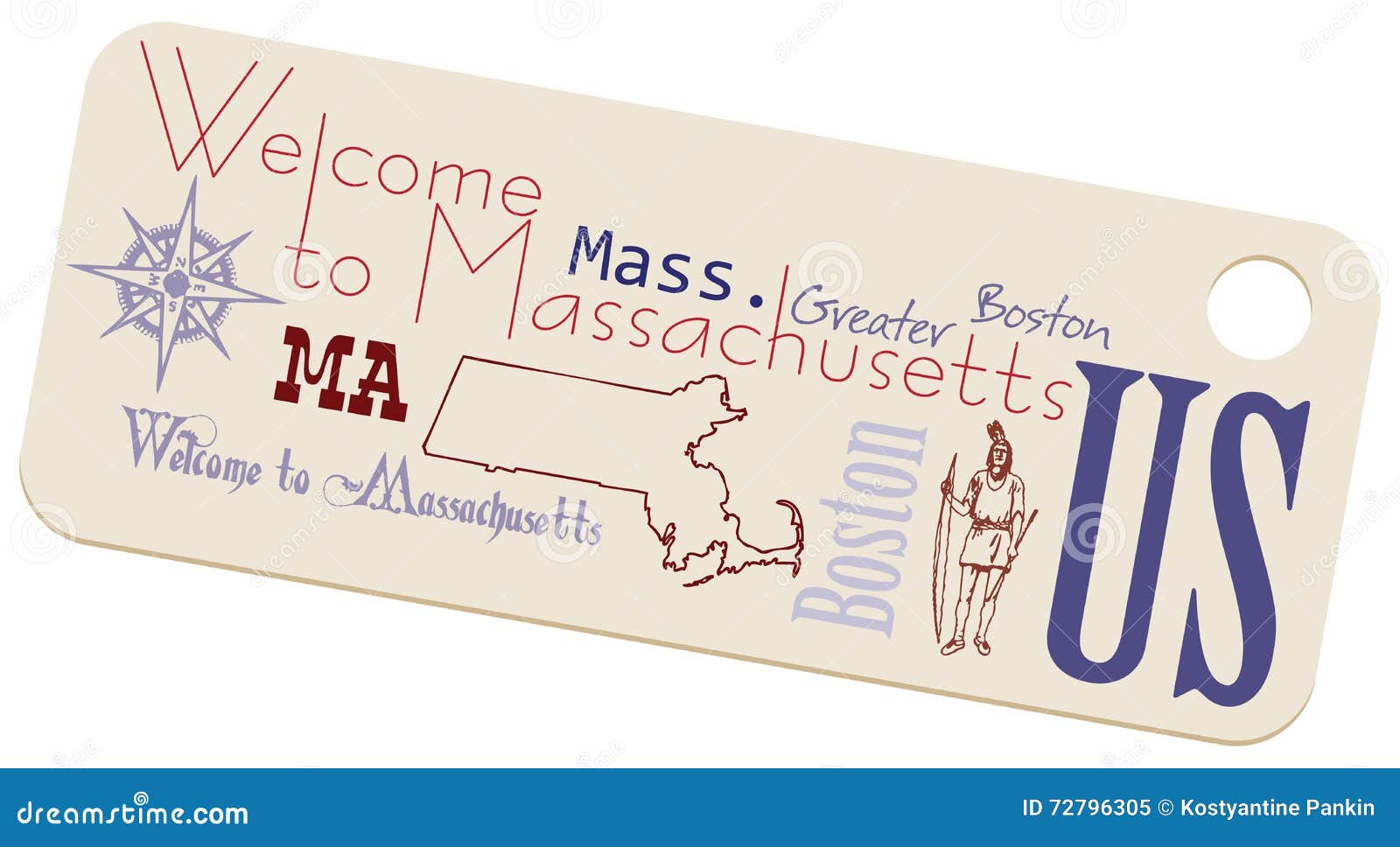 Label Welcome To Massachusetts Stock Vector - Illustration of injun ...