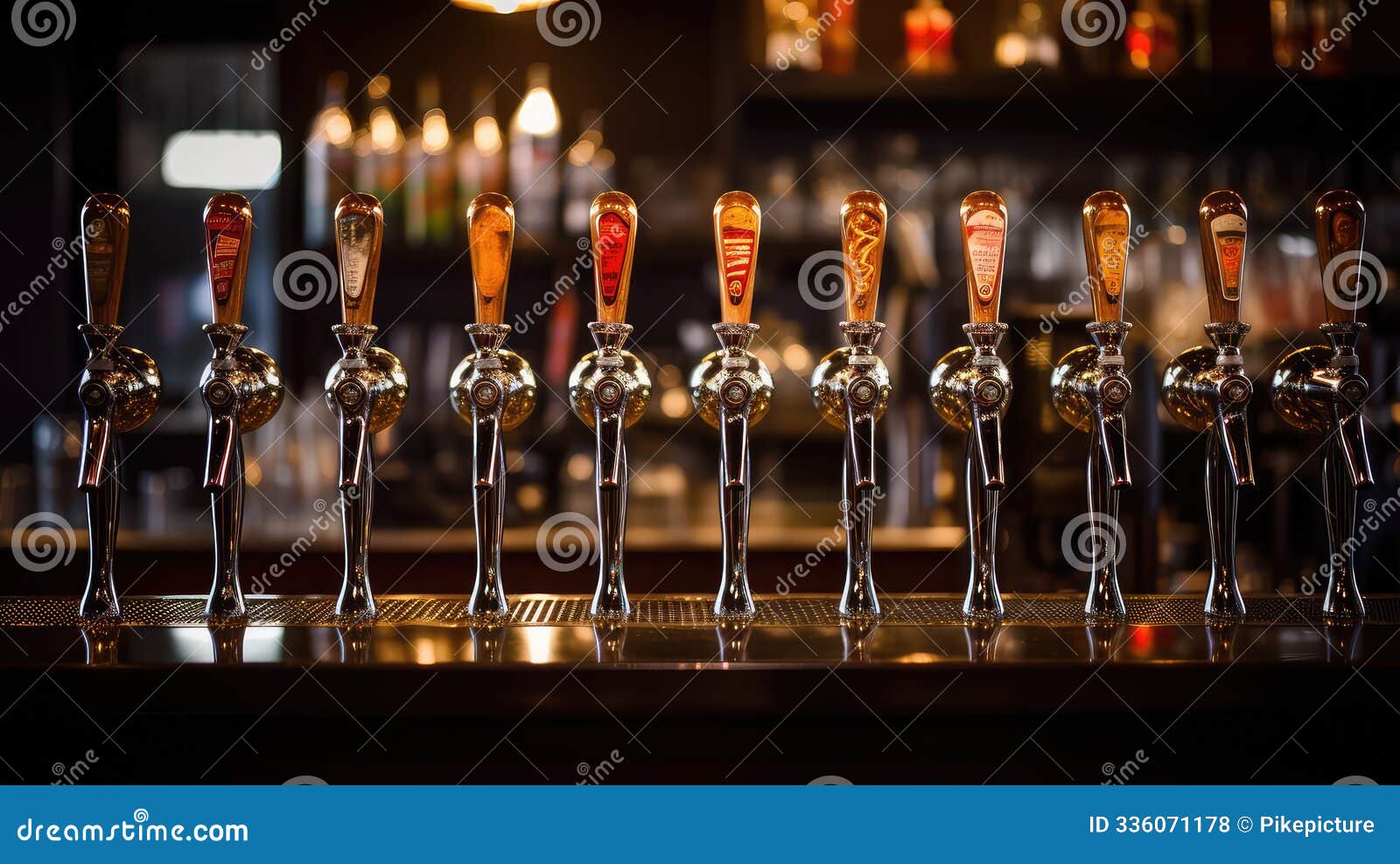 Beer Taps Standing On Countertop In Modern Bar Royalty-Free Stock Image ...