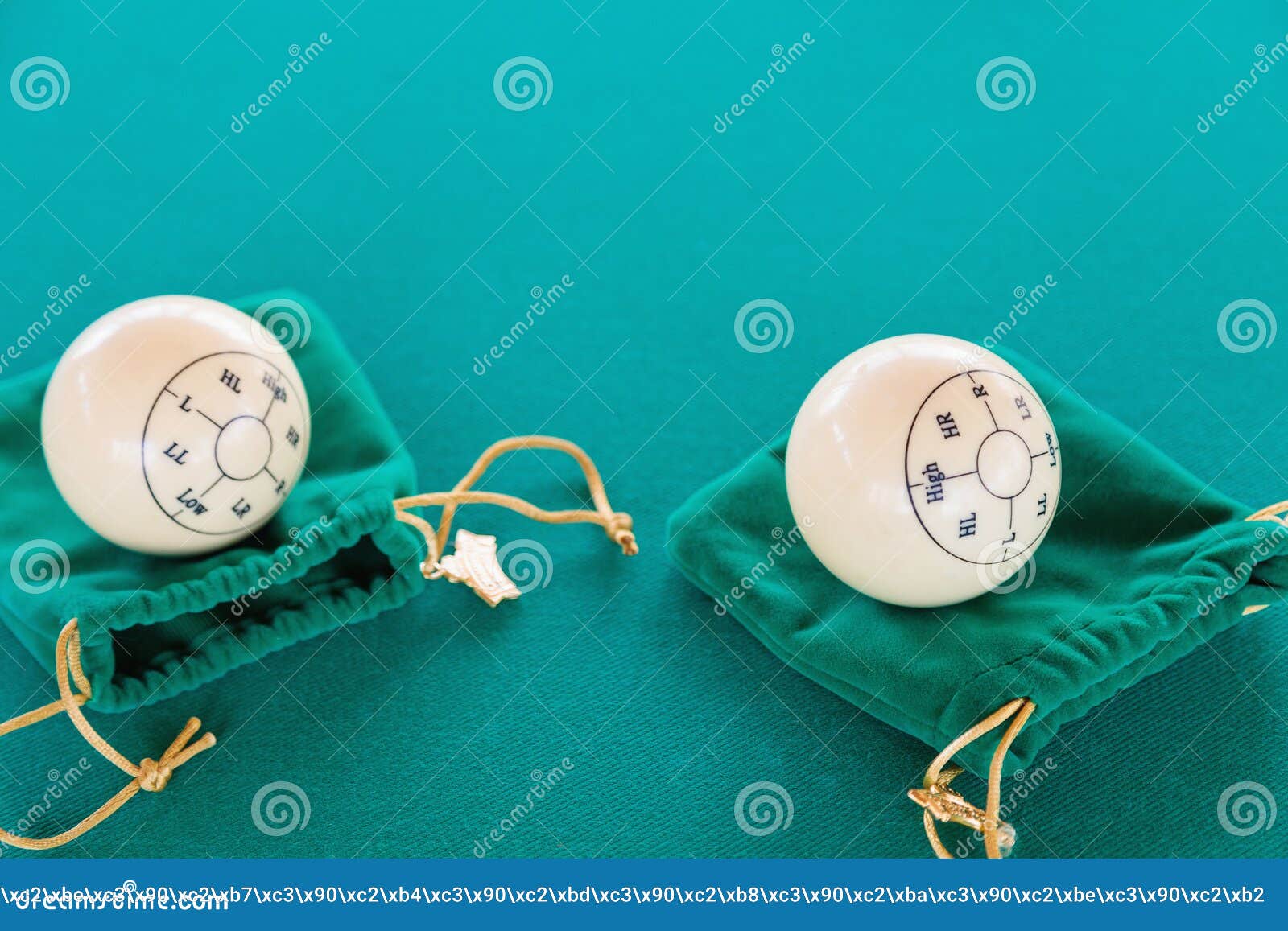 Labeled Billiard Balls with Green Packaging Bags Stock Photo - Image of ...