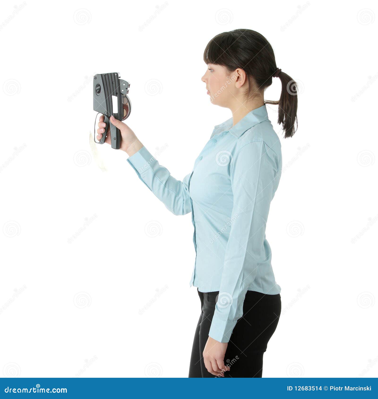 Labeling stock photo. Image of model, isolated, portrait - 12683514